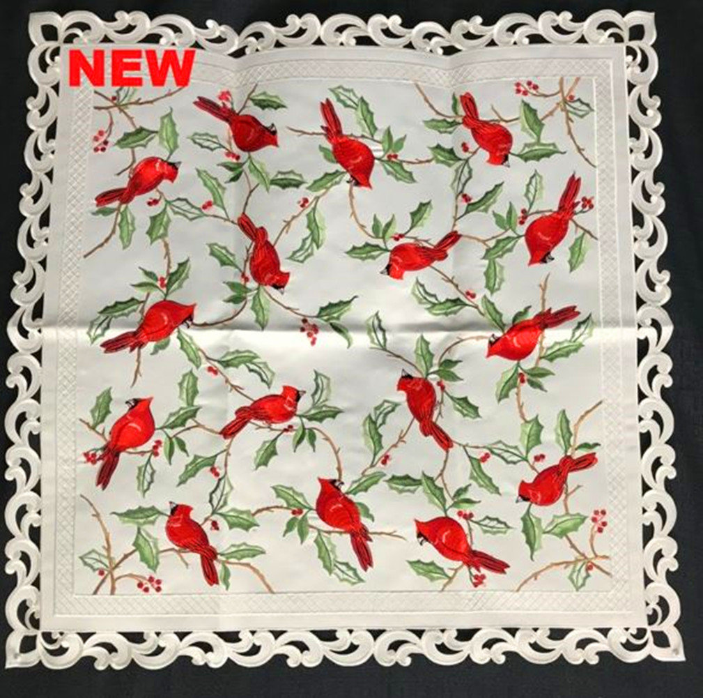 The Holiday Aisle® Red Cardinals 36X36" Square Table Topper - Wayfair ...