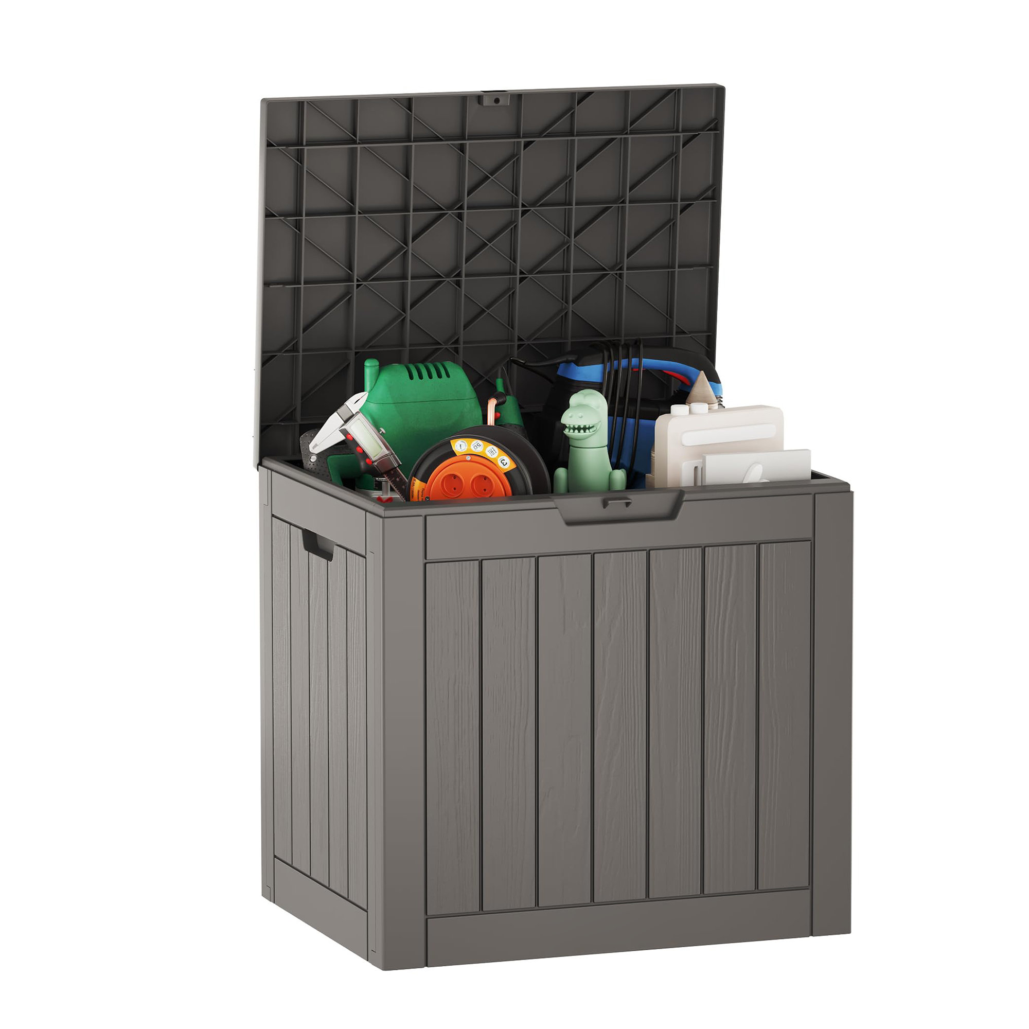 Underyr 31 Gallons Water Resistant Resin Lockable Deck Box with Lock in ...