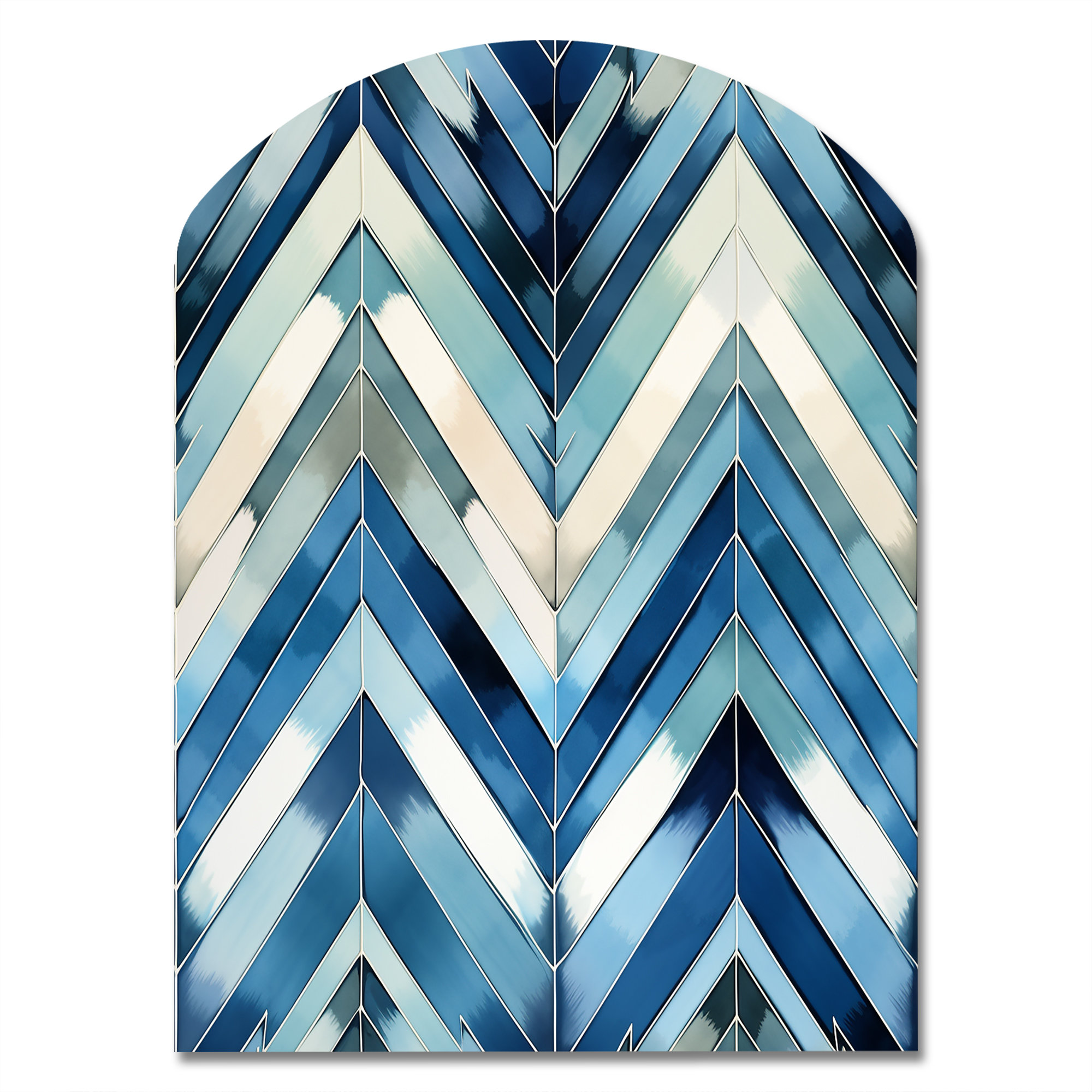 Design Art Vintage Cobalt Blue White Chevron Geometric I - Chevron ...