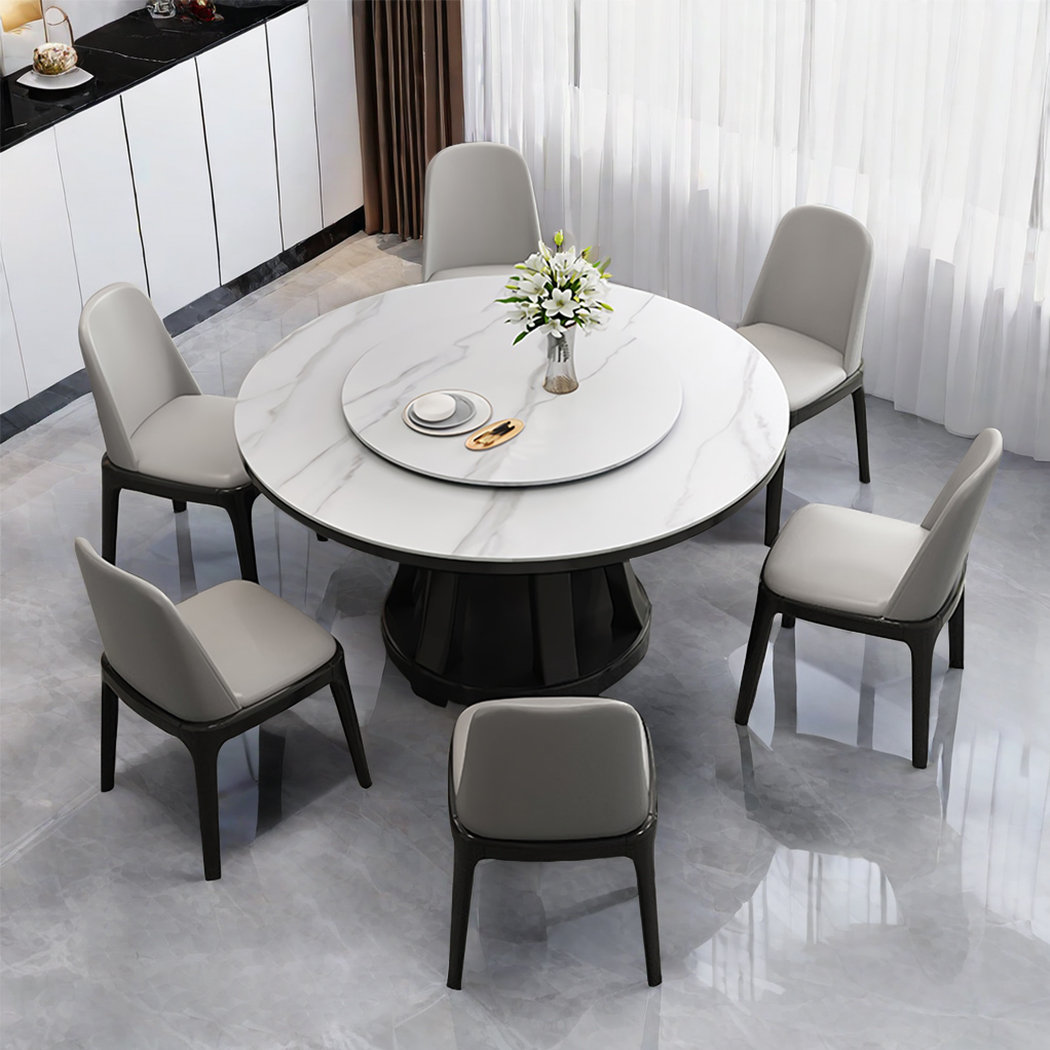 GINATOL Turntable Round Solid Wood Rock Dining Table Sets._11 | Wayfair