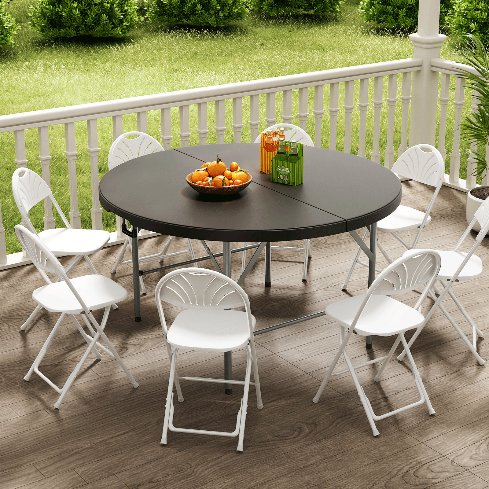 Magshion 4.5Ft Round Folding Table, Heavy Duty Commercial Event Table ...