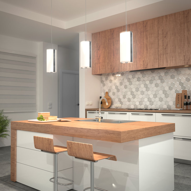 Orren Ellis Alazay 1 - Light Single Cylinder LED Pendant "& Reviews ...