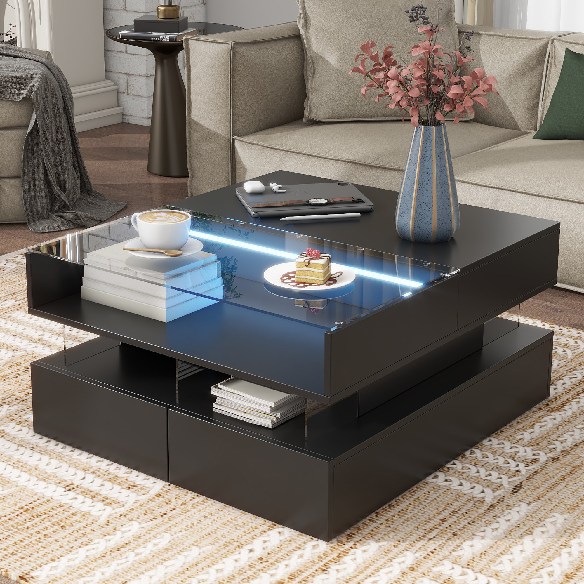 Ivy Bronx Square Lift Top Coffee Table With Storage | Wayfair
