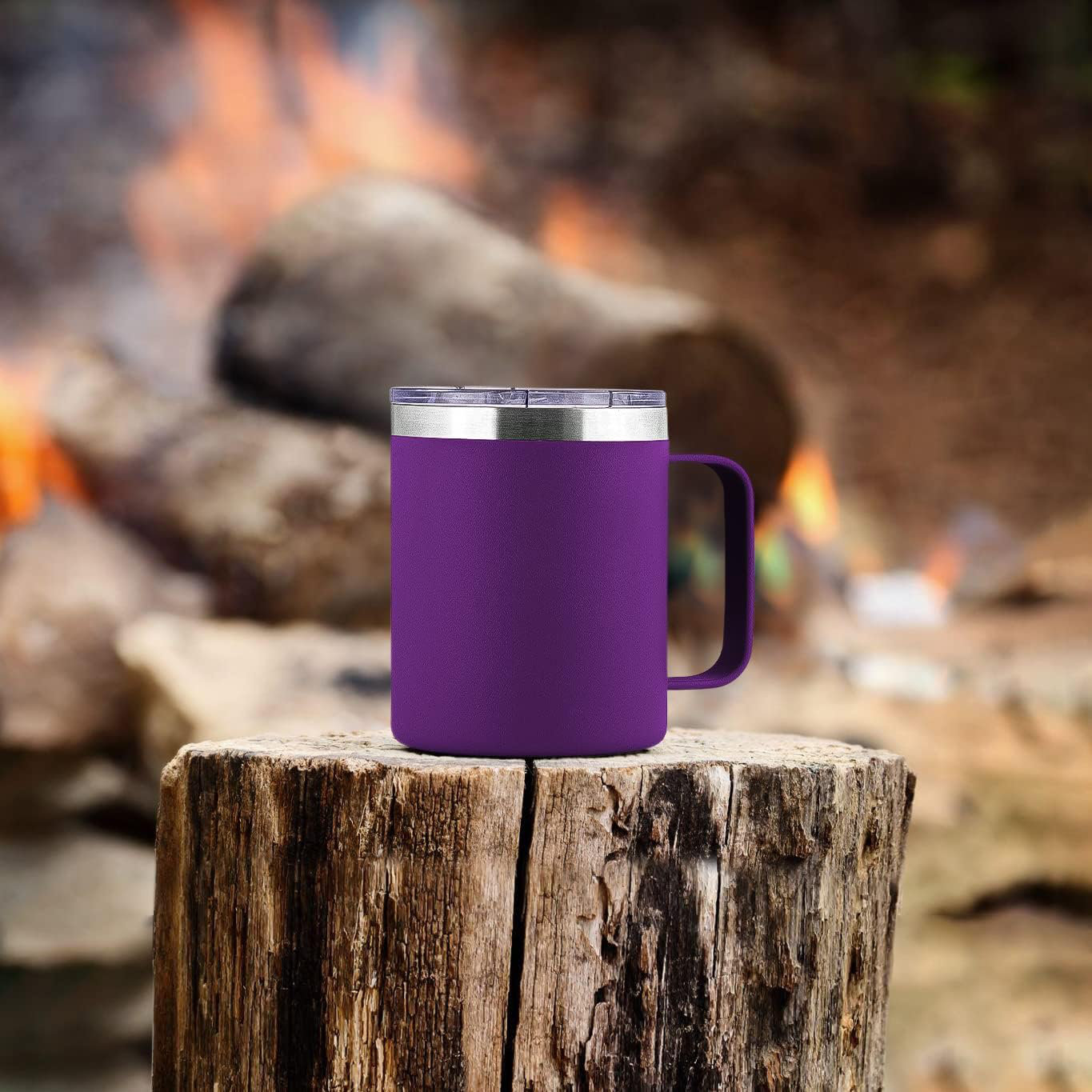 Zulay Kitchen 12 Oz Insulated Coffee Mug With Lid Stainless Steel