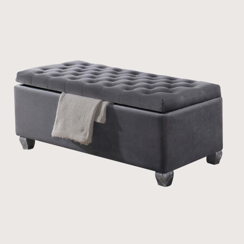 Rosdorf Park Grey Tufted Storage Bench | Wayfair