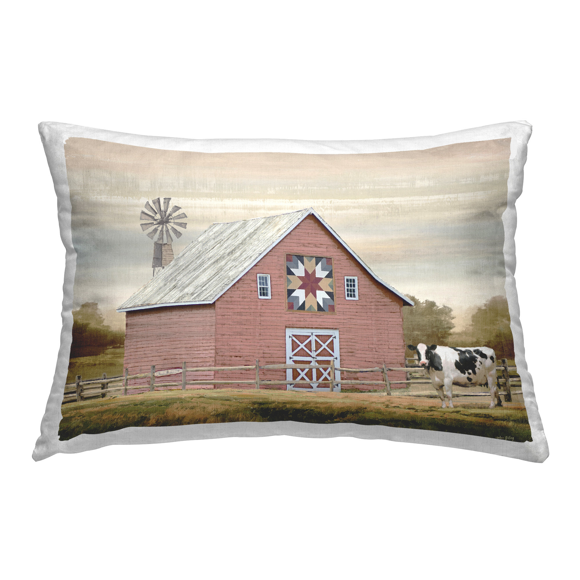 Stupell Industries Traditional Barn & Windmill Decorative Printed Throw ...