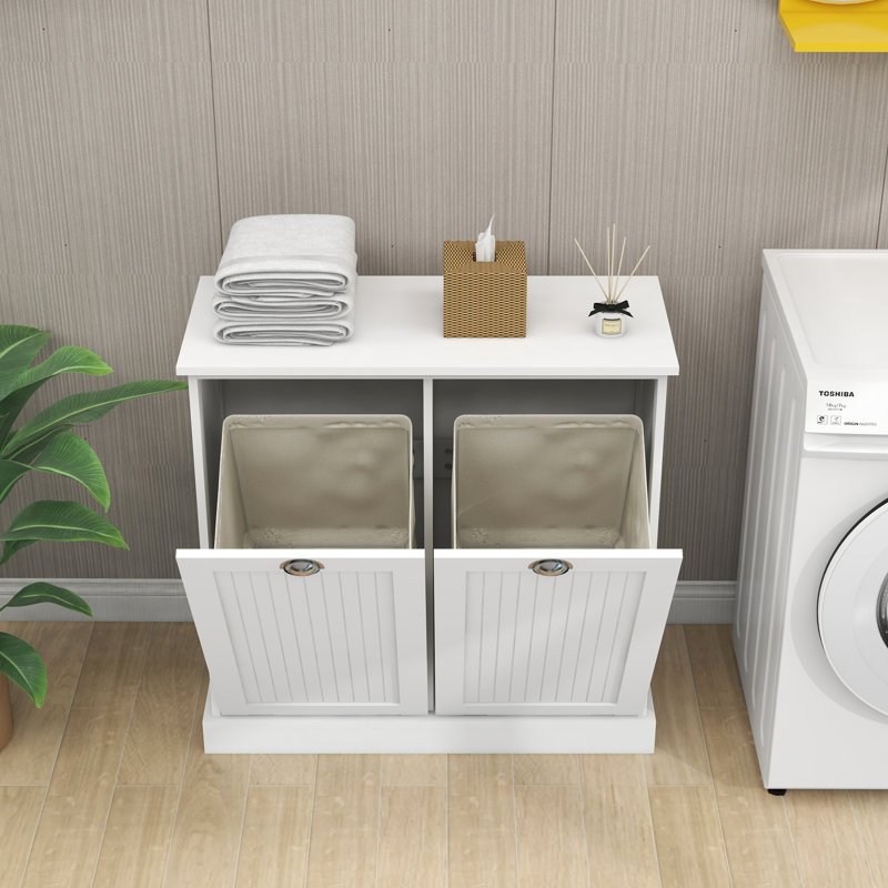 Dovecove Versatile Tilt-Out Laundry Sorter Cabinet For Efficient And ...