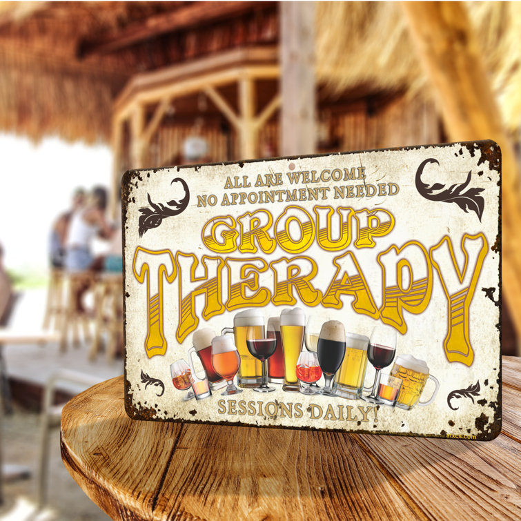 ATX CUSTOM SIGNS Funny Group Therapy Sessions Daily Sign for Bar Décor ...