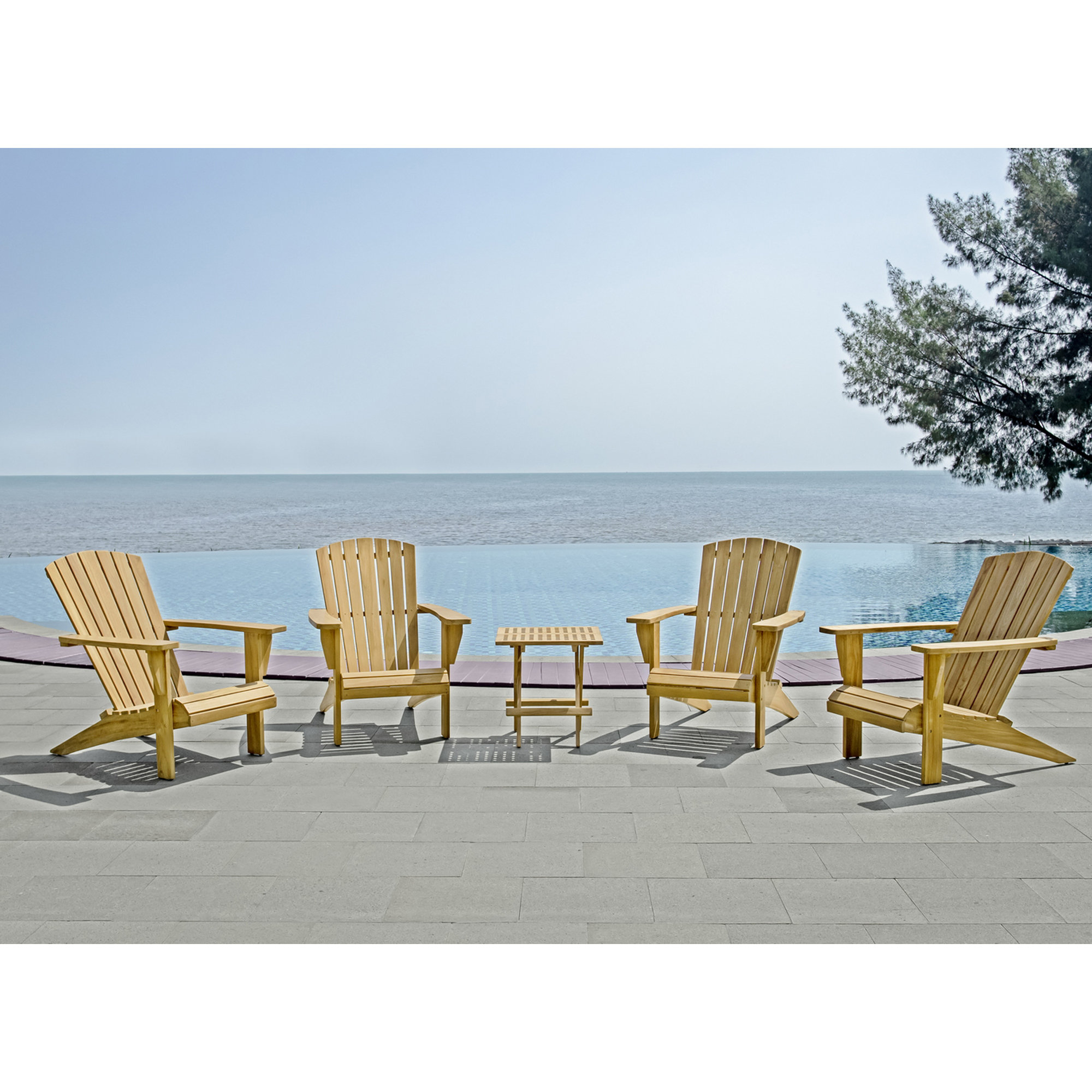 Rosecliff Heights Teak Adirondack Chair Set with Table 5PCS | Wayfair