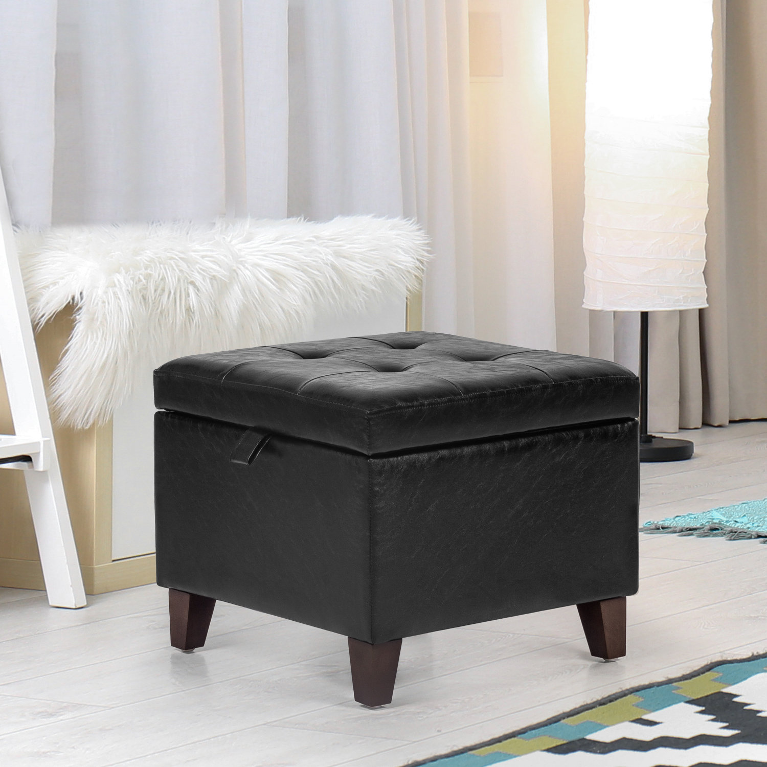 Latitude Run® Orella 17.7" Tufted Square Storage Ottoman & Reviews ...