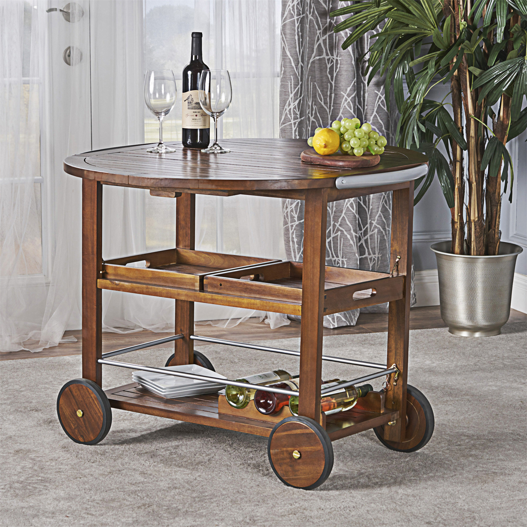 Loon Peak® Kaing Wood Bar Cart,Kitchen Cart & Reviews | Wayfair
