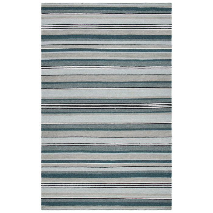 Highland Dunes Bedolla Handmade Hand Loomed Gray/Sea Green Rug | Wayfair