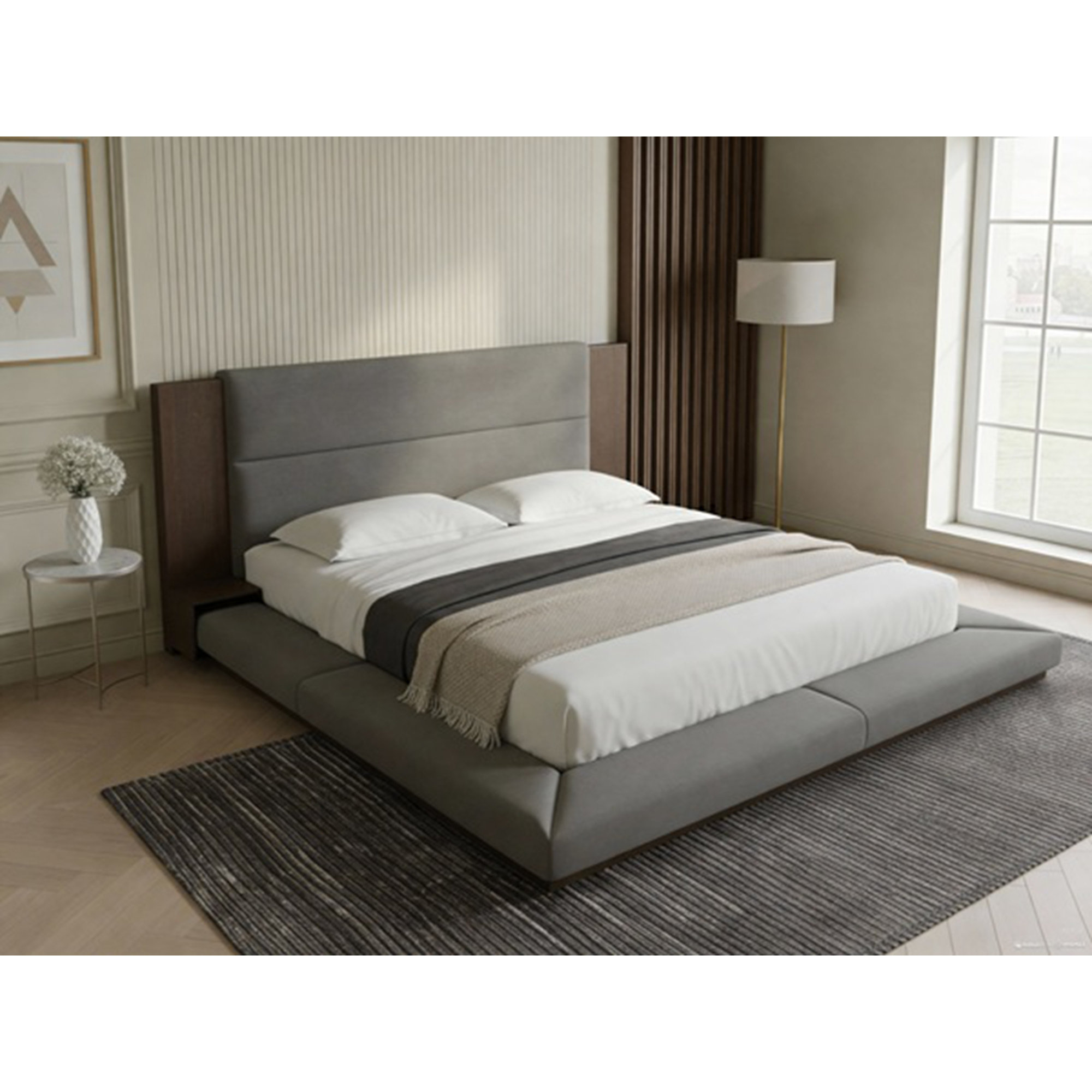 Latitude Run® Floor Upholstered Platform Bed | Wayfair