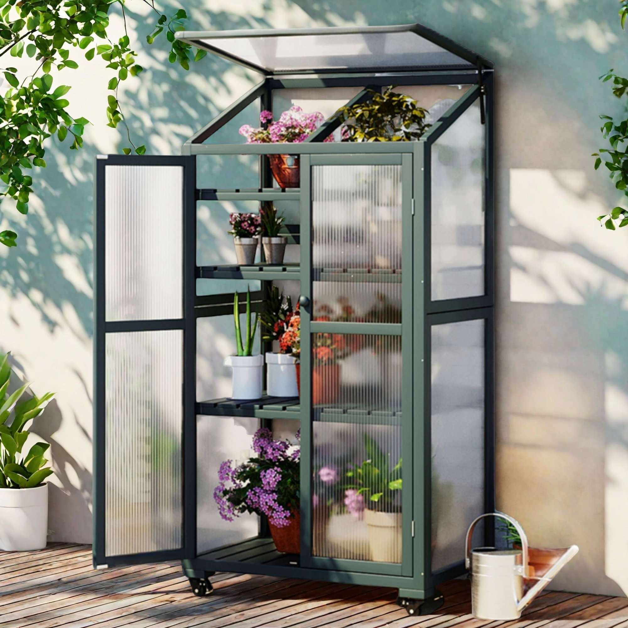 Velvetvanguards Height Wood Large Greenhouse Balcony Portable Cold ...