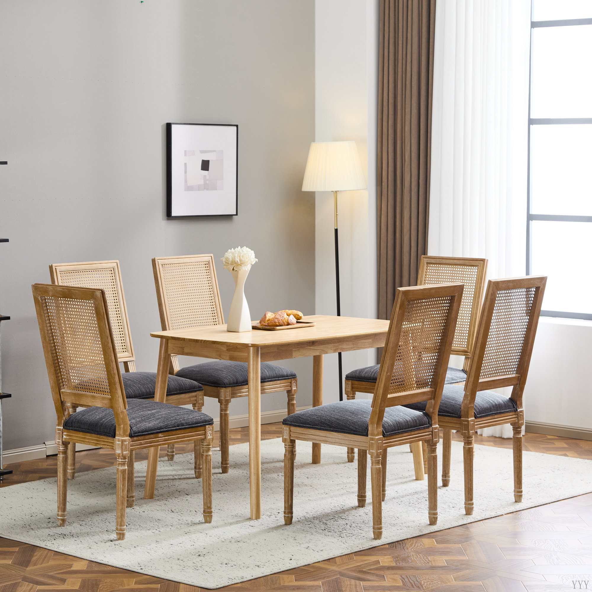 One Allium Way® French Country Dining Chairs - Elegant Cane Backrest ...