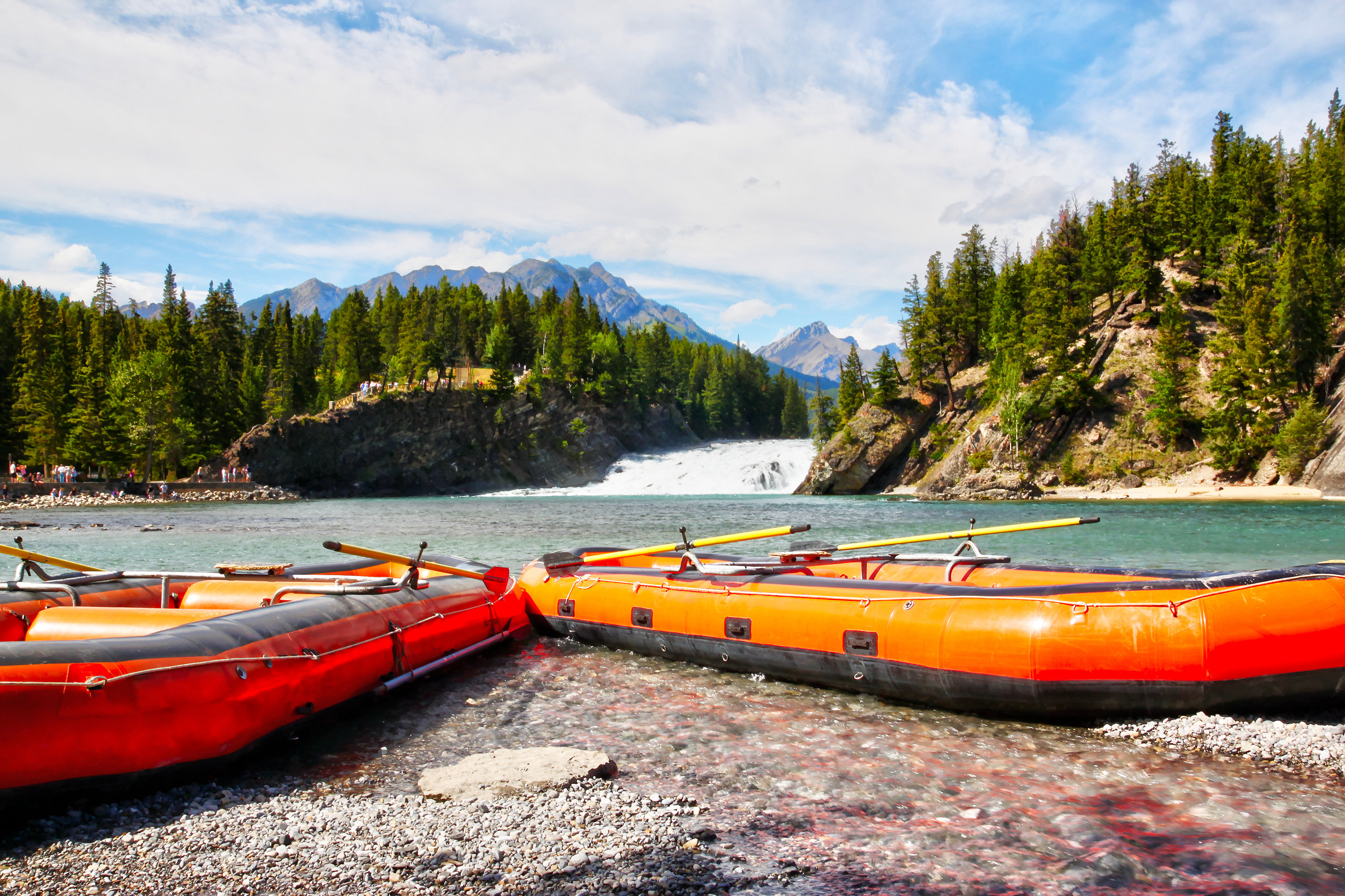 Breakwater Bay Boothwyn Boats On Bow River by Ronniechua - Wrapped ...