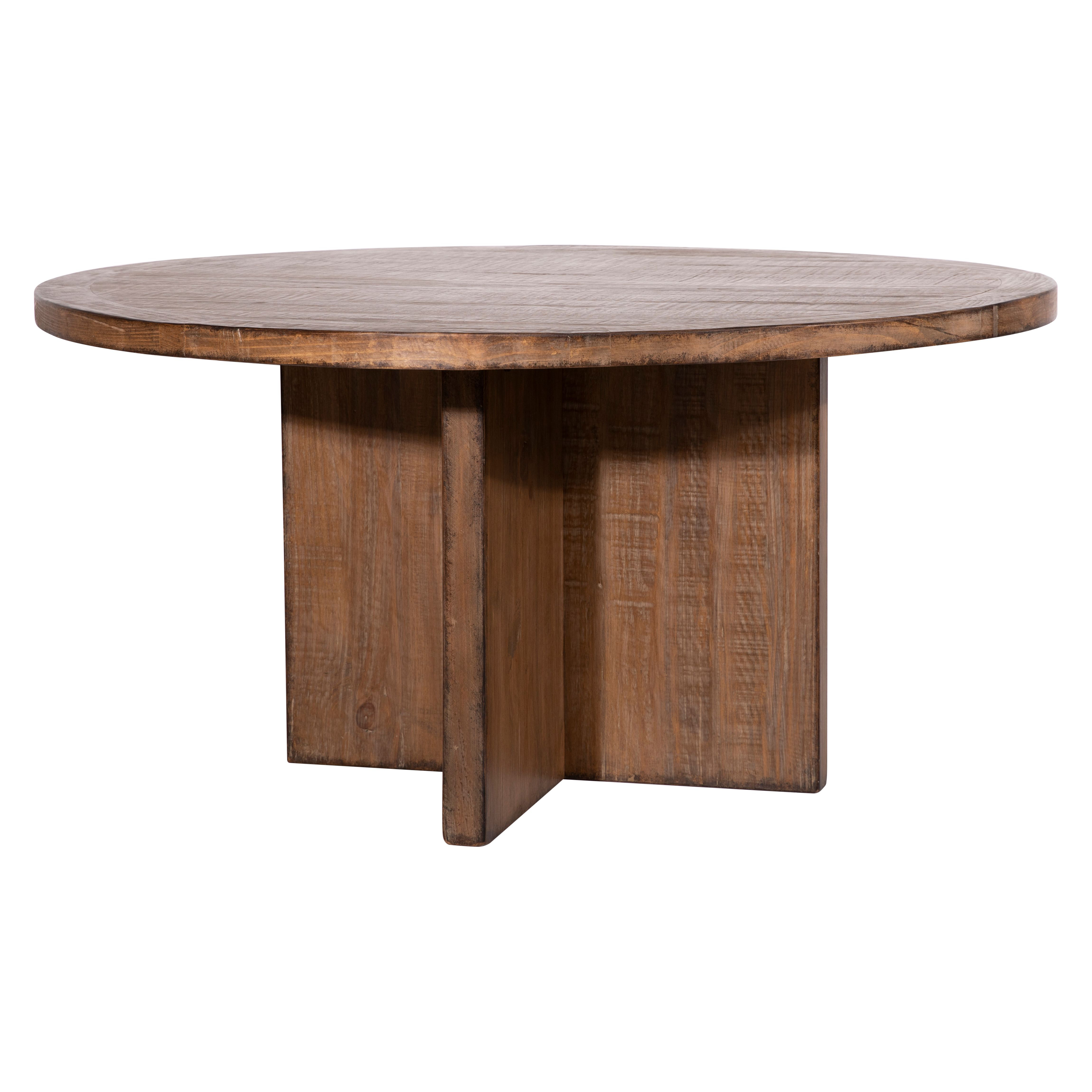 The Twillery Co.® Trion Round Pine Dining Table with Cross Base ...