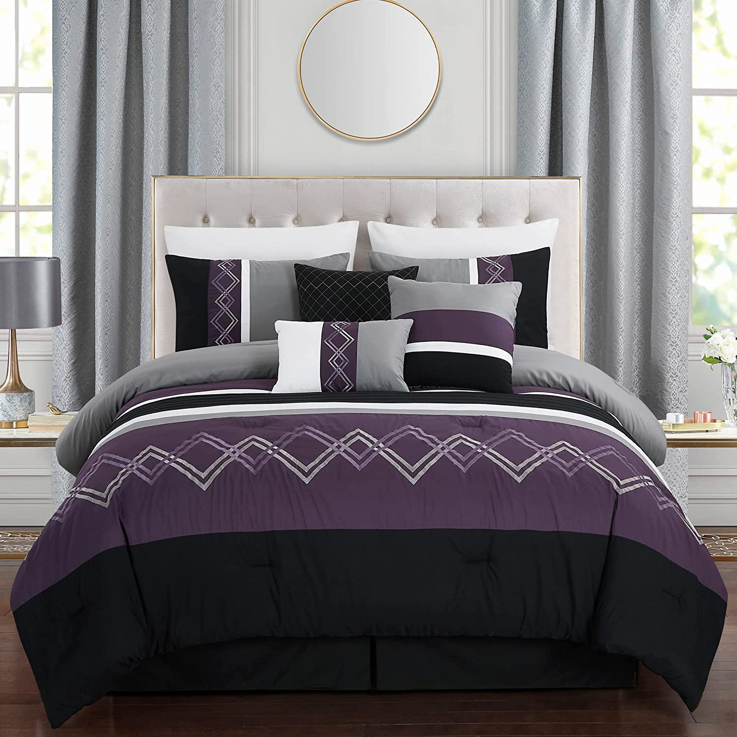 Chezmoi Collection Microfiber Modern & Contemporary 7 Piece Comforter ...