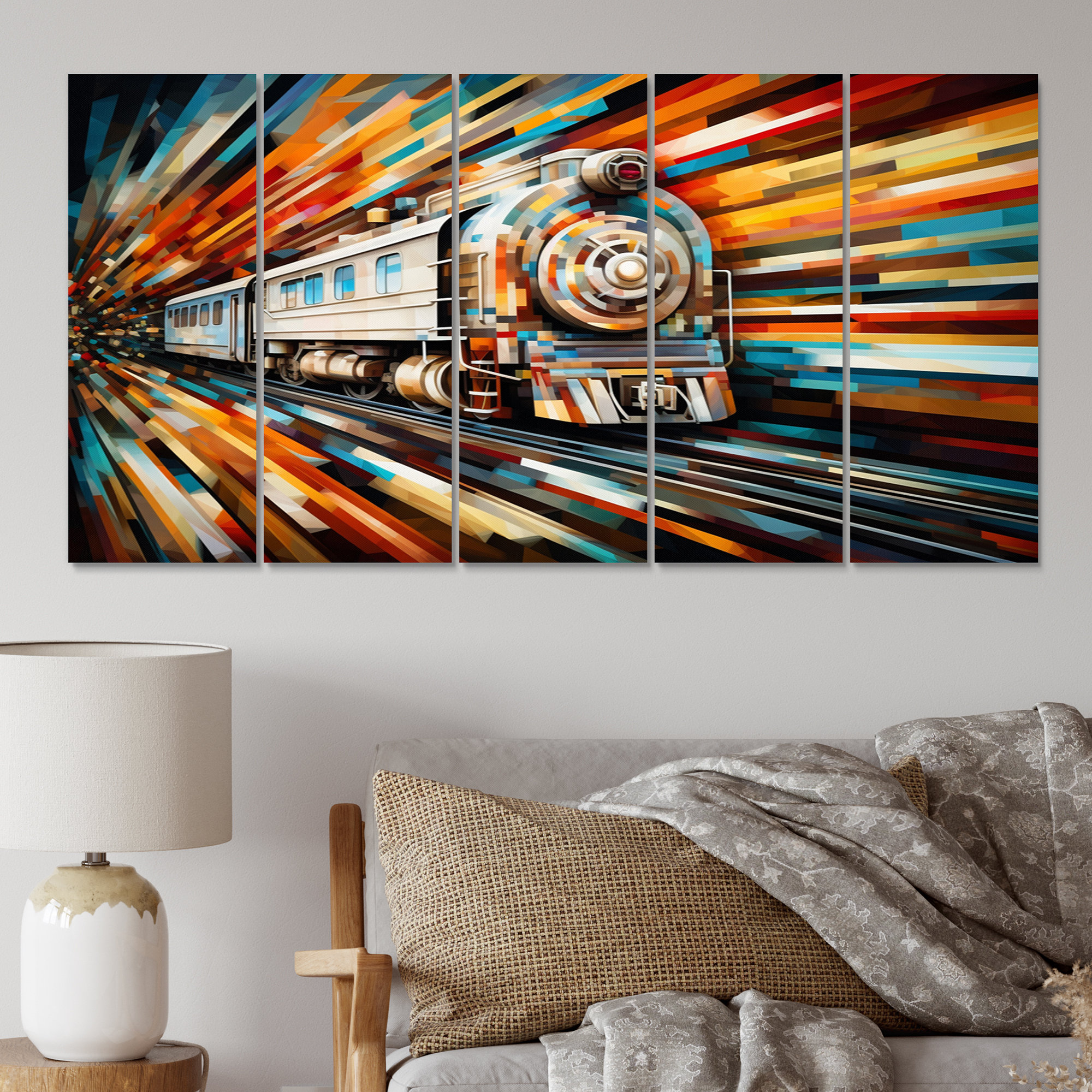 Latitude Run® Abstract Train Geometric Express I - Transportation Wall ...