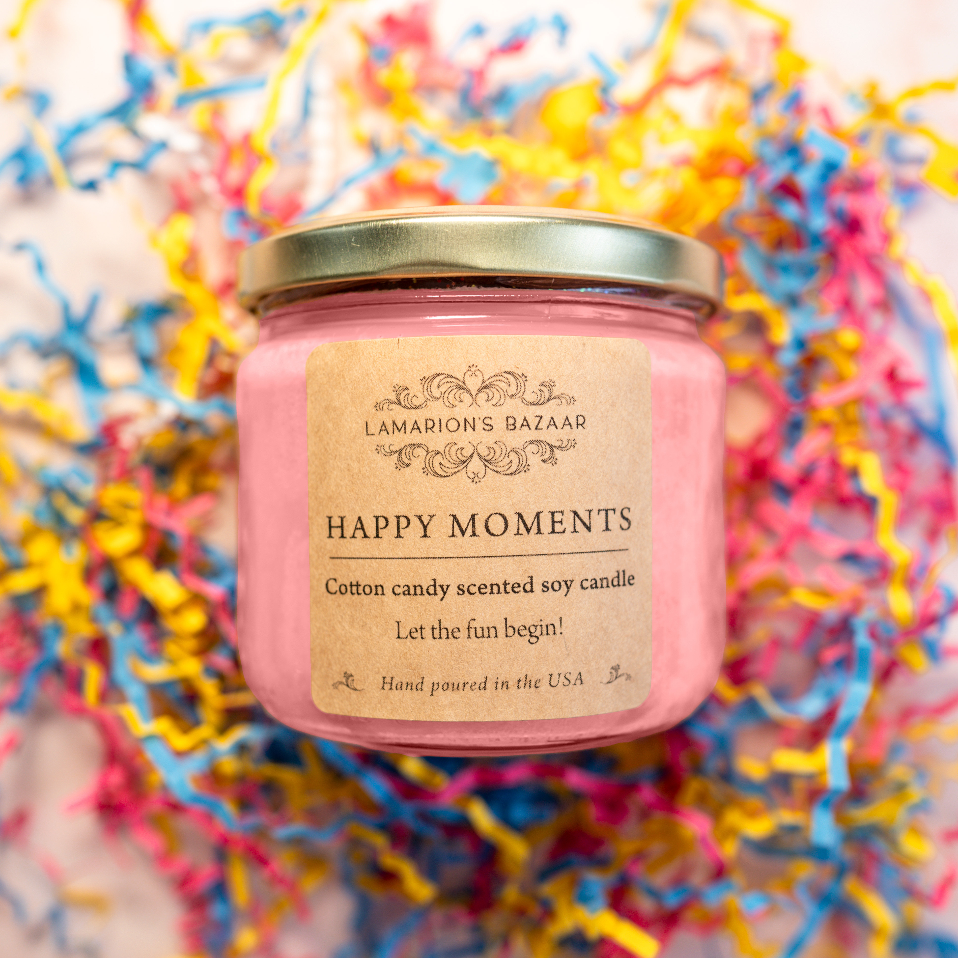 LAMARION'S BAZAAR Happy Moments - Cotton Candy Scented Candle - Pink ...