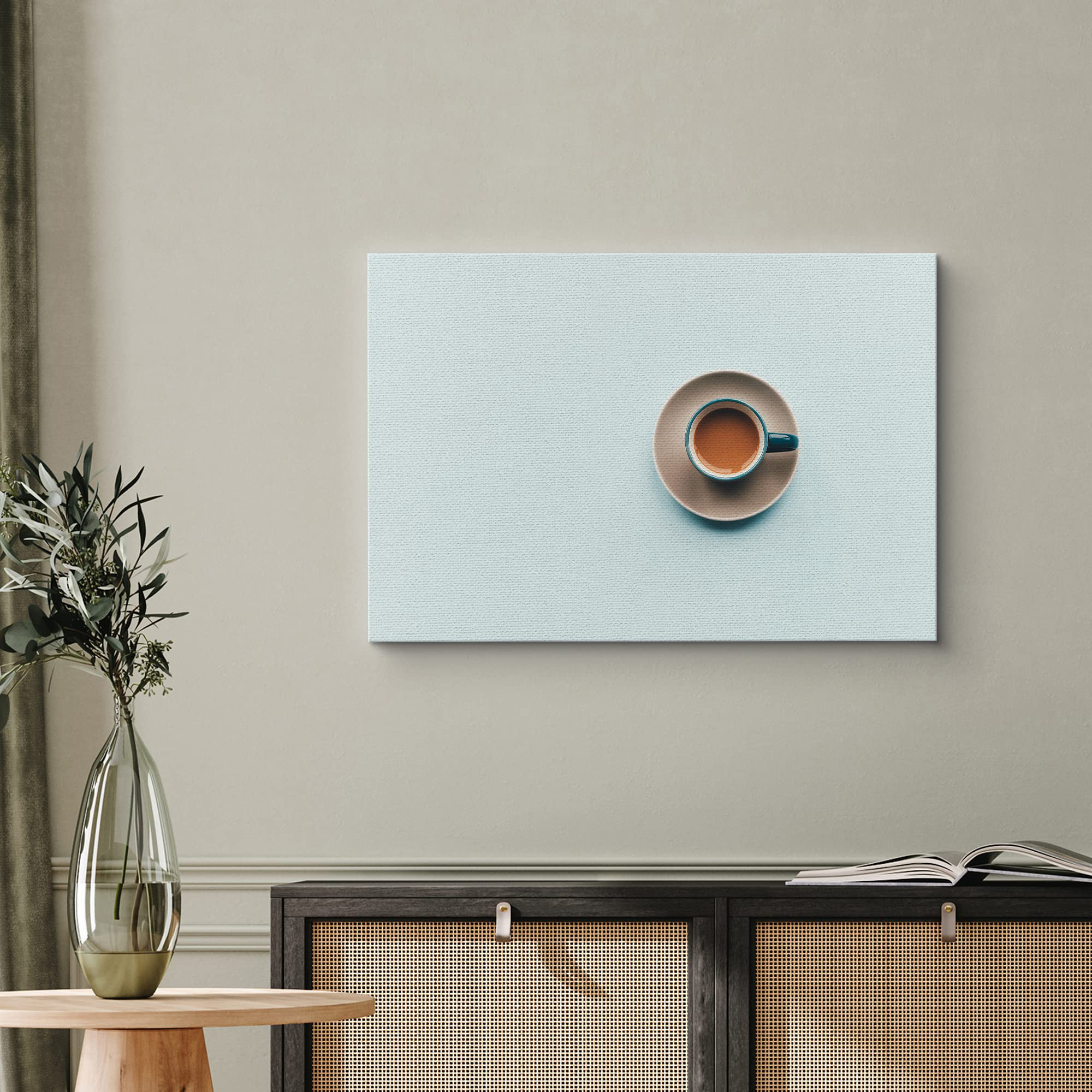 IDEA4WALL Chic Cafe Espresso Coffee In Blue Cup Fruit Food Photography ...