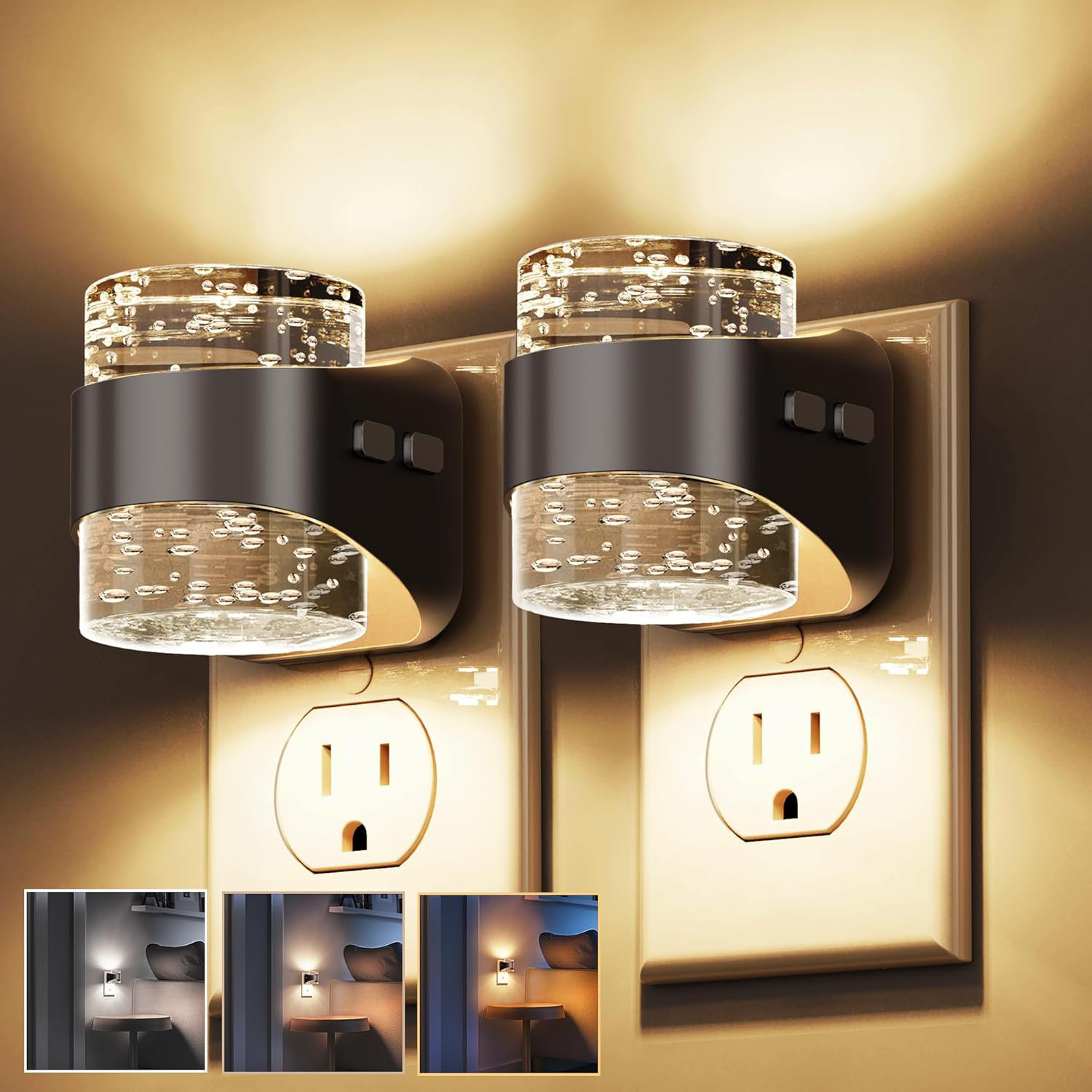 woxeon Night Light Bubble Night Lights Plug Into Wall 2 Pack 3000K ...