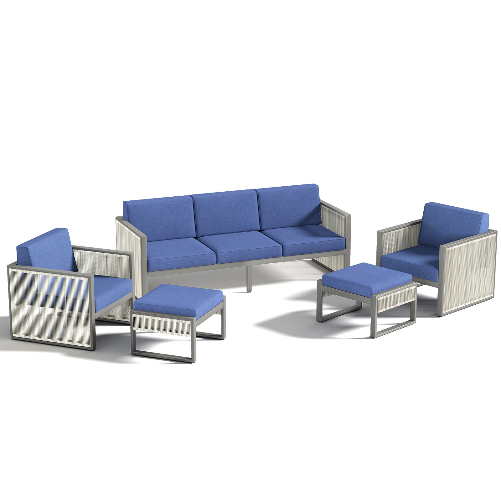 Latitude Run® 5-Piece Metal Outdoor Patio Conversation Sectional ...