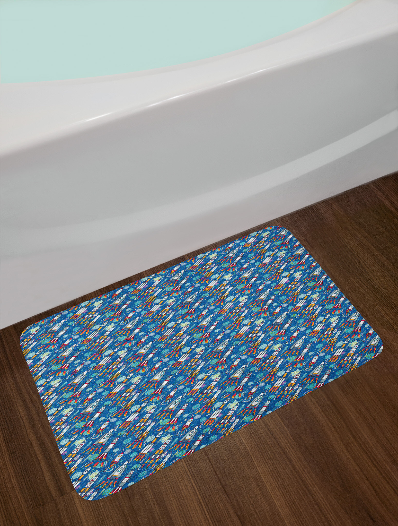East Urban Home Spaceship Plush Bath Mat, Outer Space Exploration, 30.2 ...