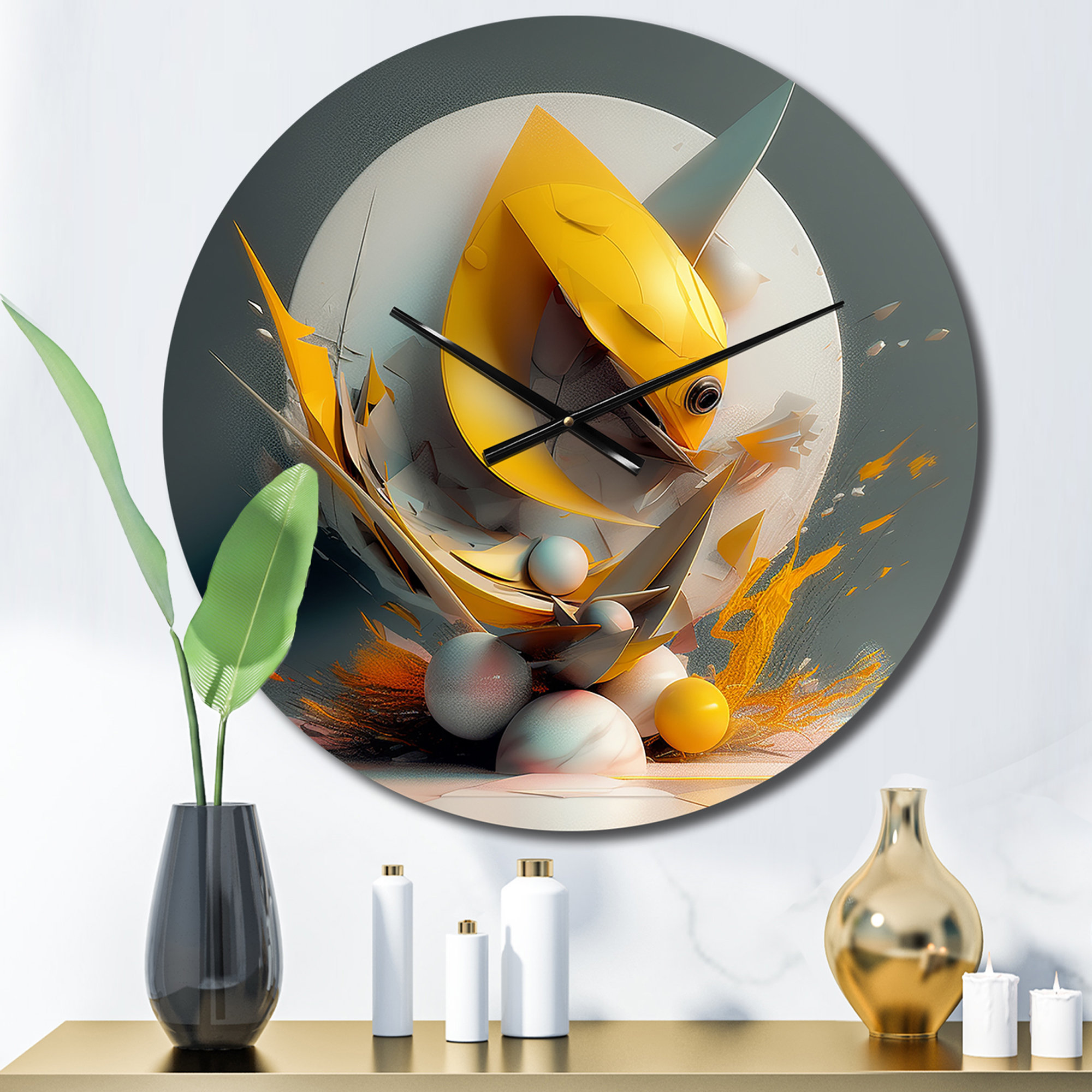 Design Art Visionary Divine Dance 3D Wave Sphere IV Metal Wall Clock ...