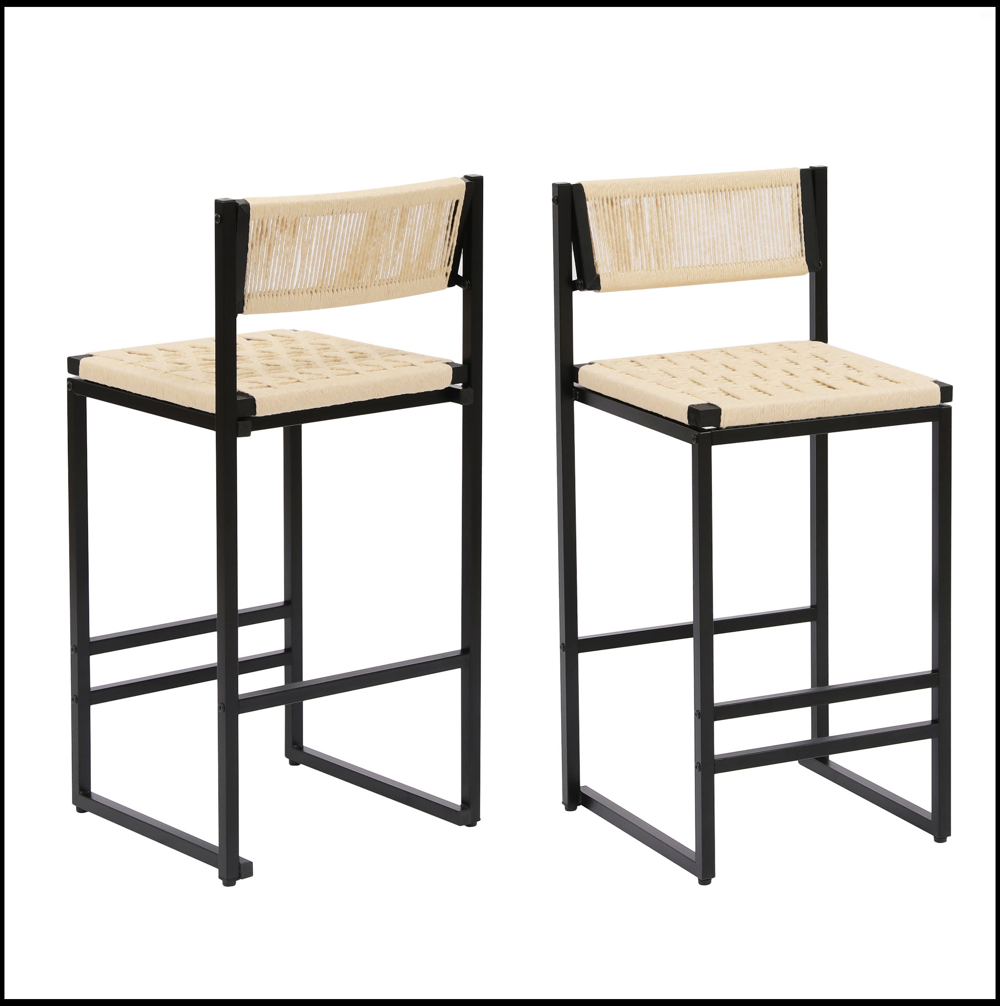Breakwater Bay Set Of 2 Paper Rope Weave Dining Chairs Counter Height ...