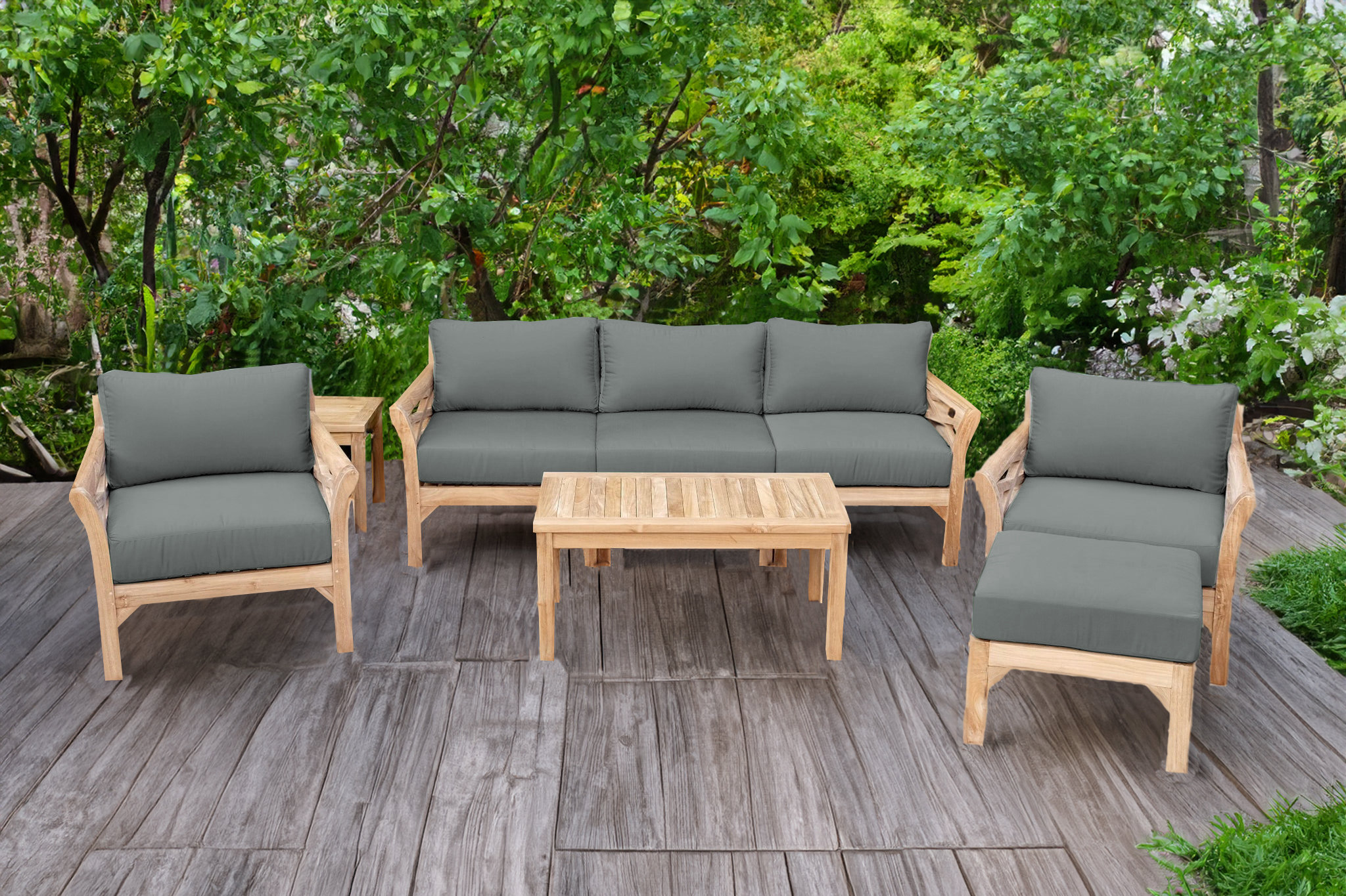 Willow Creek Designs Monterey Outdoor 6 - Piece Teak Conversation Set