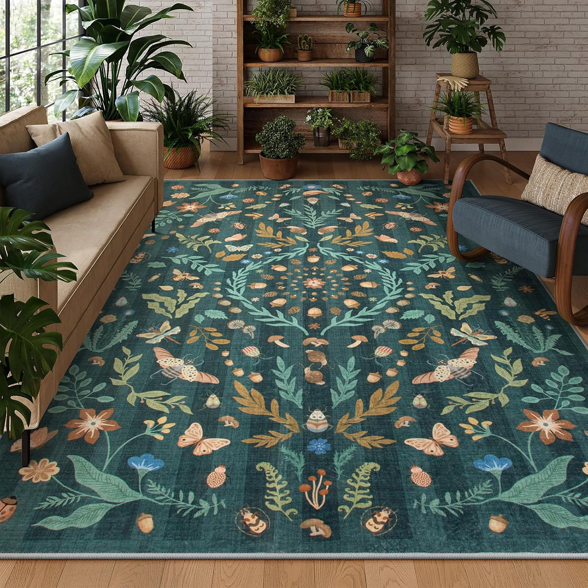August Grove Insect Botanical Washable 8X10 Area Rugs For Living Room ...