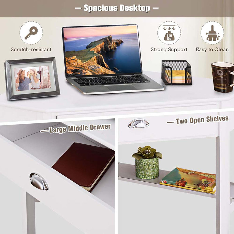 Red Barrel Studio® Corner Desk, Corner Computer Desk With Drawer For ...