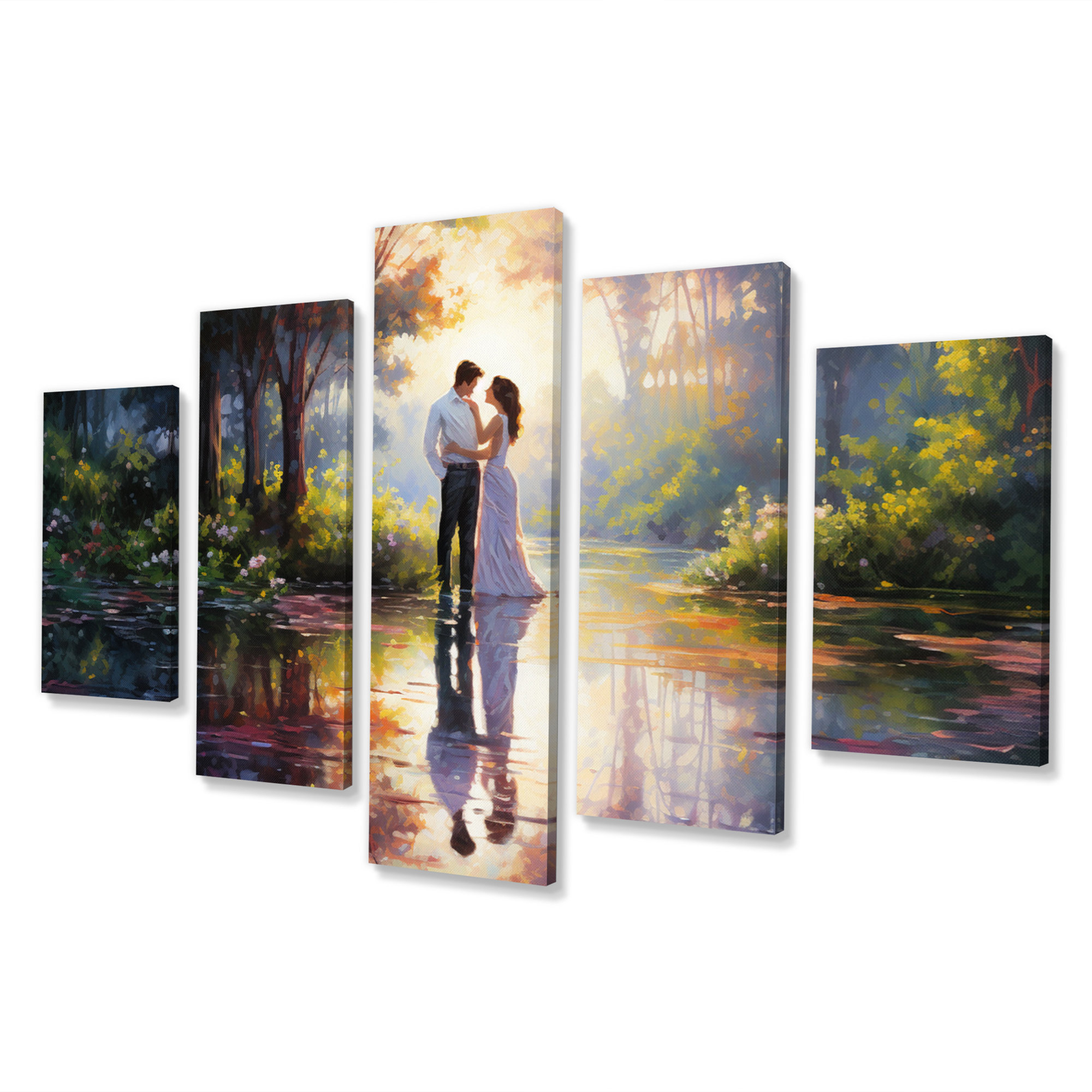 Red Barrel Studio® Romantic Couple Landscape Loves Reflections - Romantic Landscape Canvas Print ...