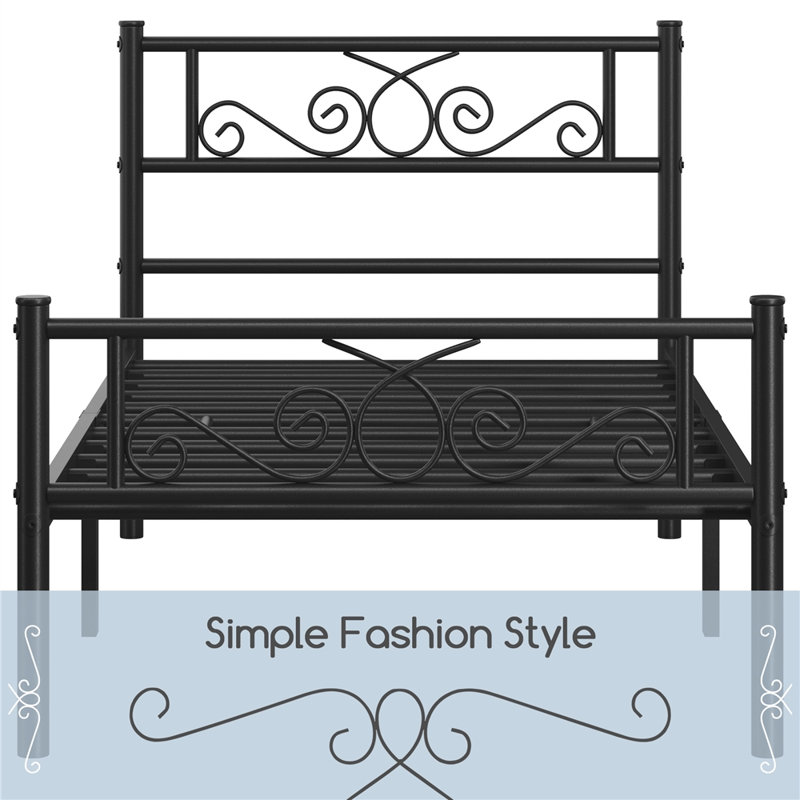black scroll bed frame