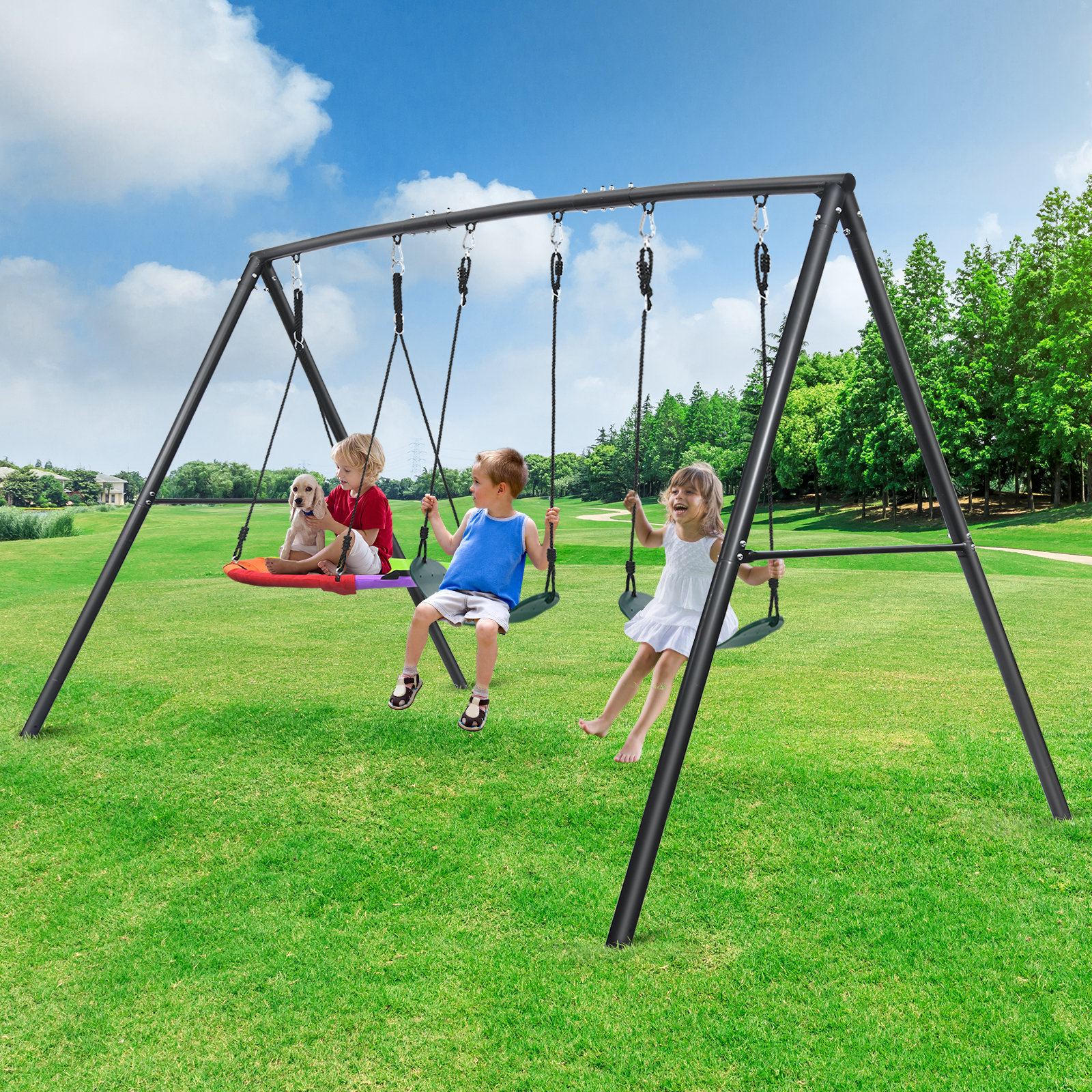 Klo Kick Belt and Web/Saucer Swing Set & Reviews | Wayfair