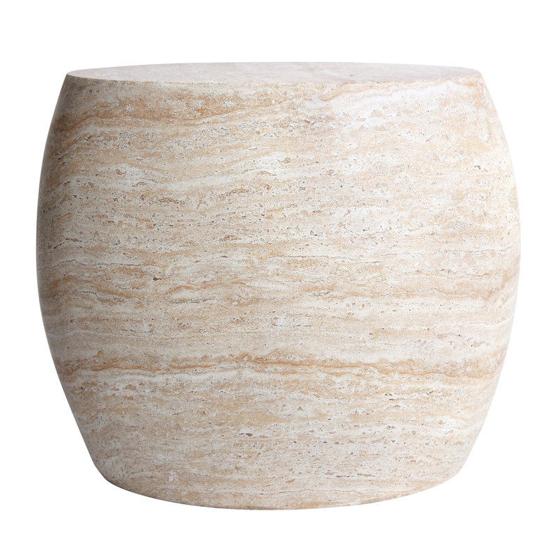 Ivy Bronx Oval Travertine Stone Finish Italian Design MgO Side Accent ...