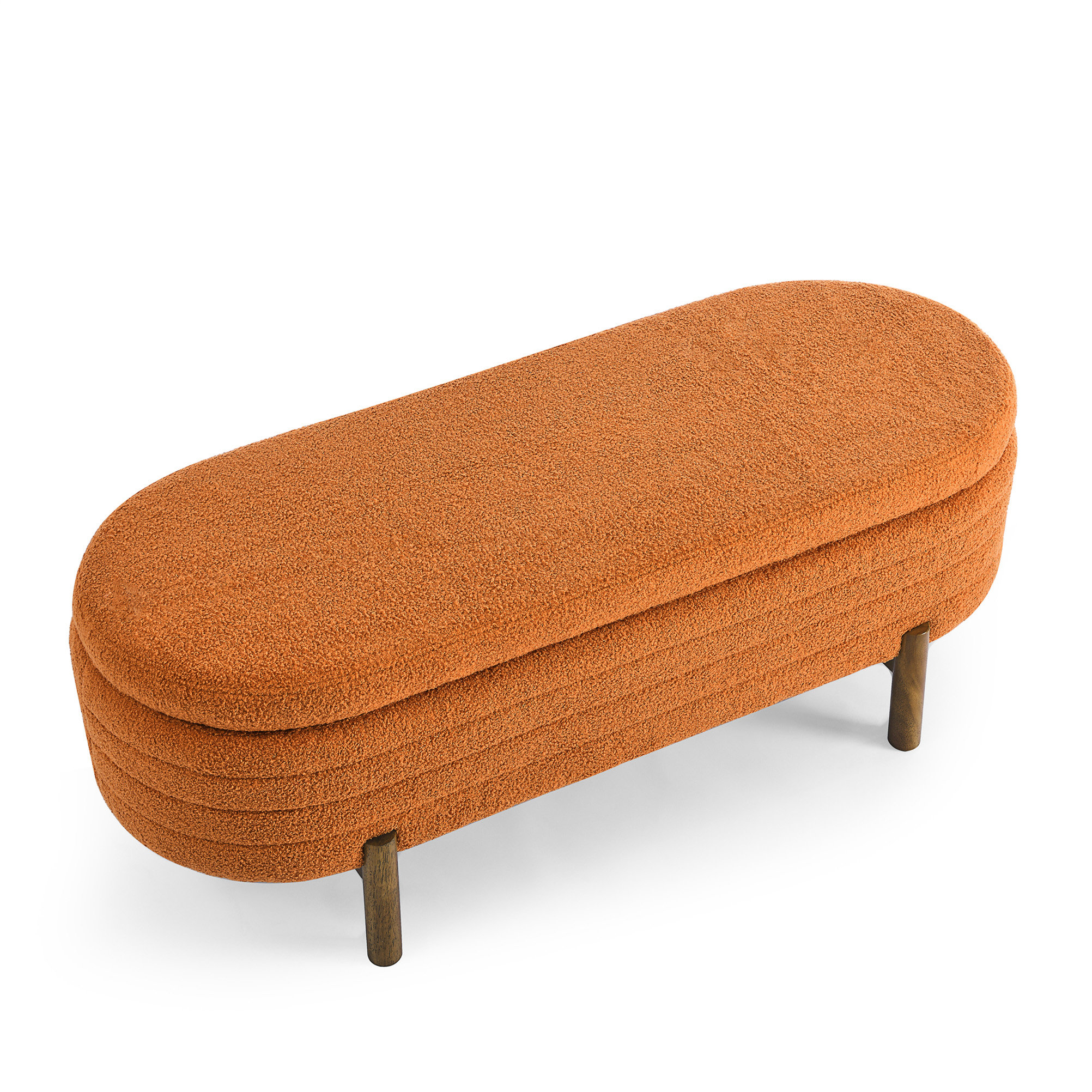 George Oliver Ottoman Oval Storage Bench,Rubber Wood Leg | Wayfair