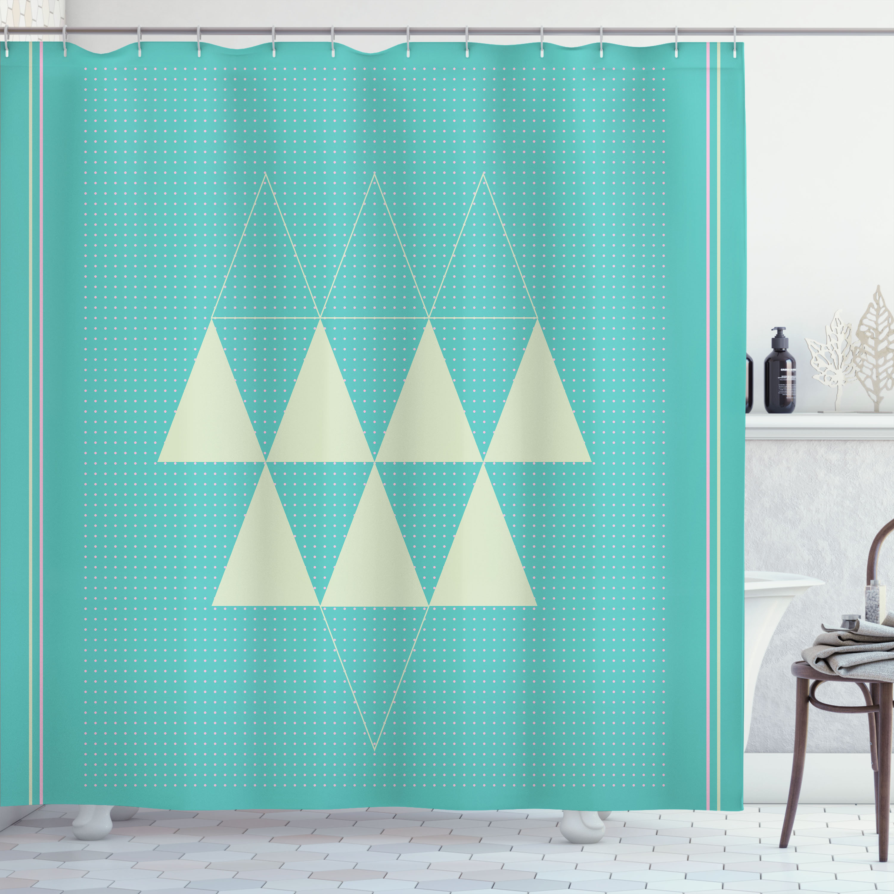 East Urban Home Shower Curtain Modern Triangles and Dots Dark Seafoam ...