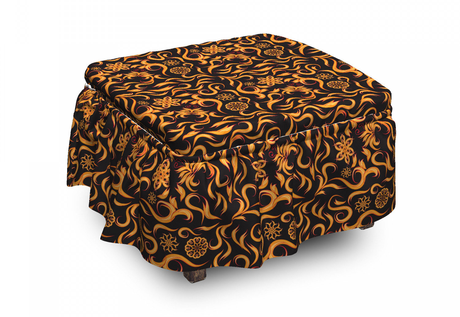 East Urban Home Swirl Flame Fire Ottoman Slipcover | Wayfair