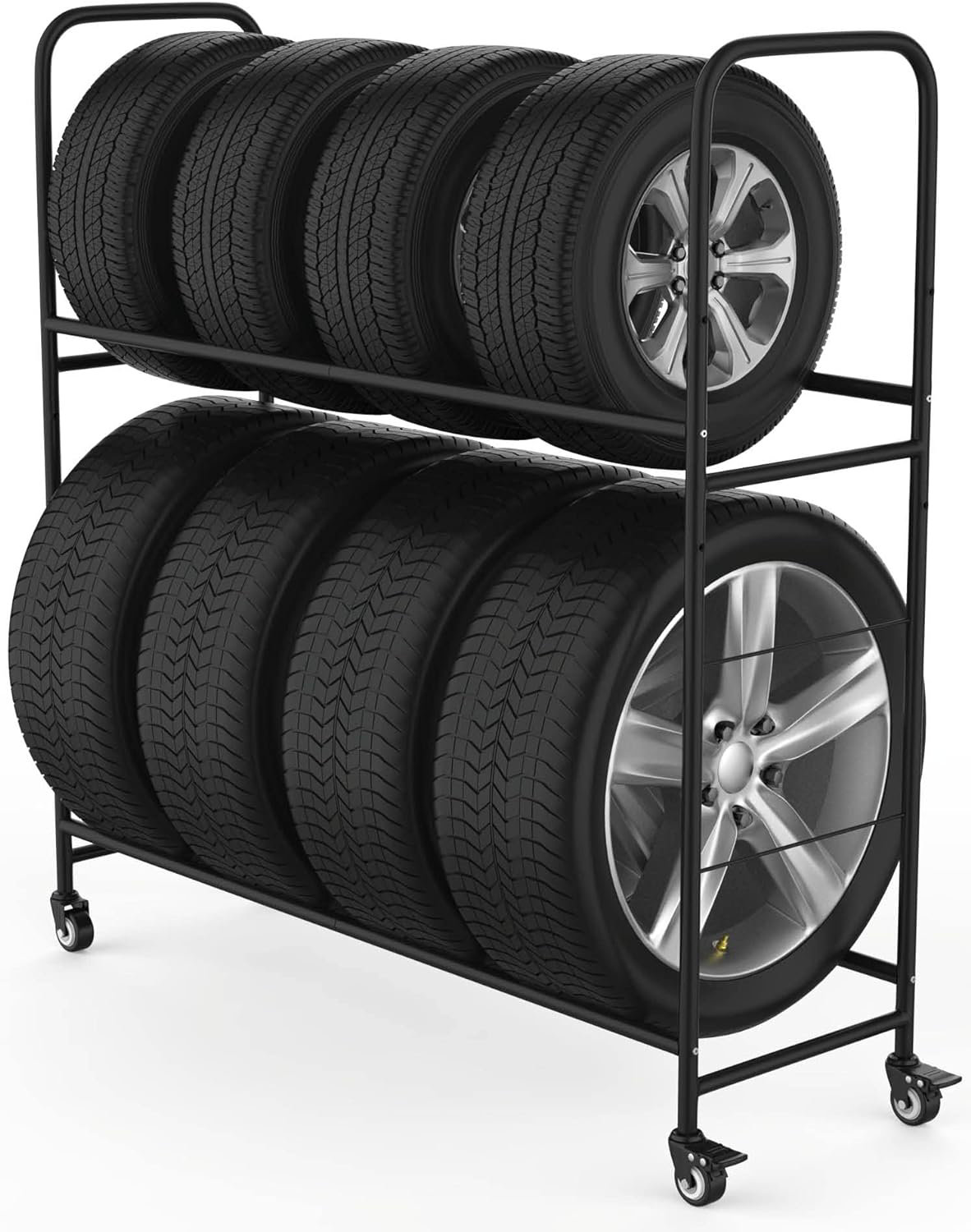 17 Stories Heavy-Duty Rolling Tire Rack With Adjustable Height ...