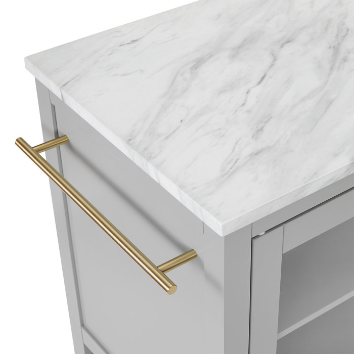 Lark Manor Alexander-Jay Marble Top Kitchen Island & Reviews | Wayfair