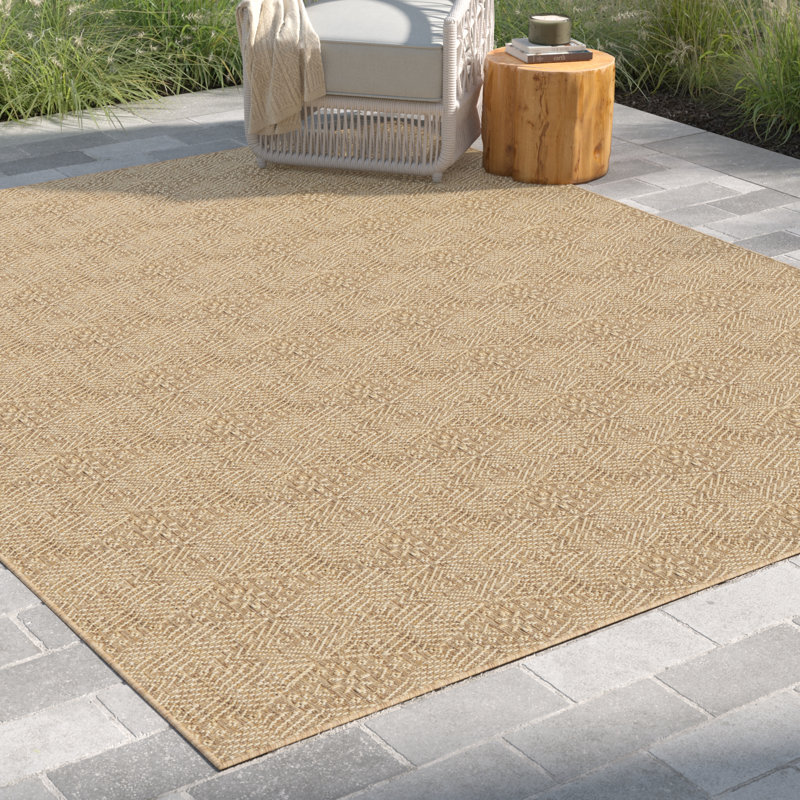 Sand & Stable™ Roselyn Geometric Power Loom Beige Indoor/Outdoor Patio ...