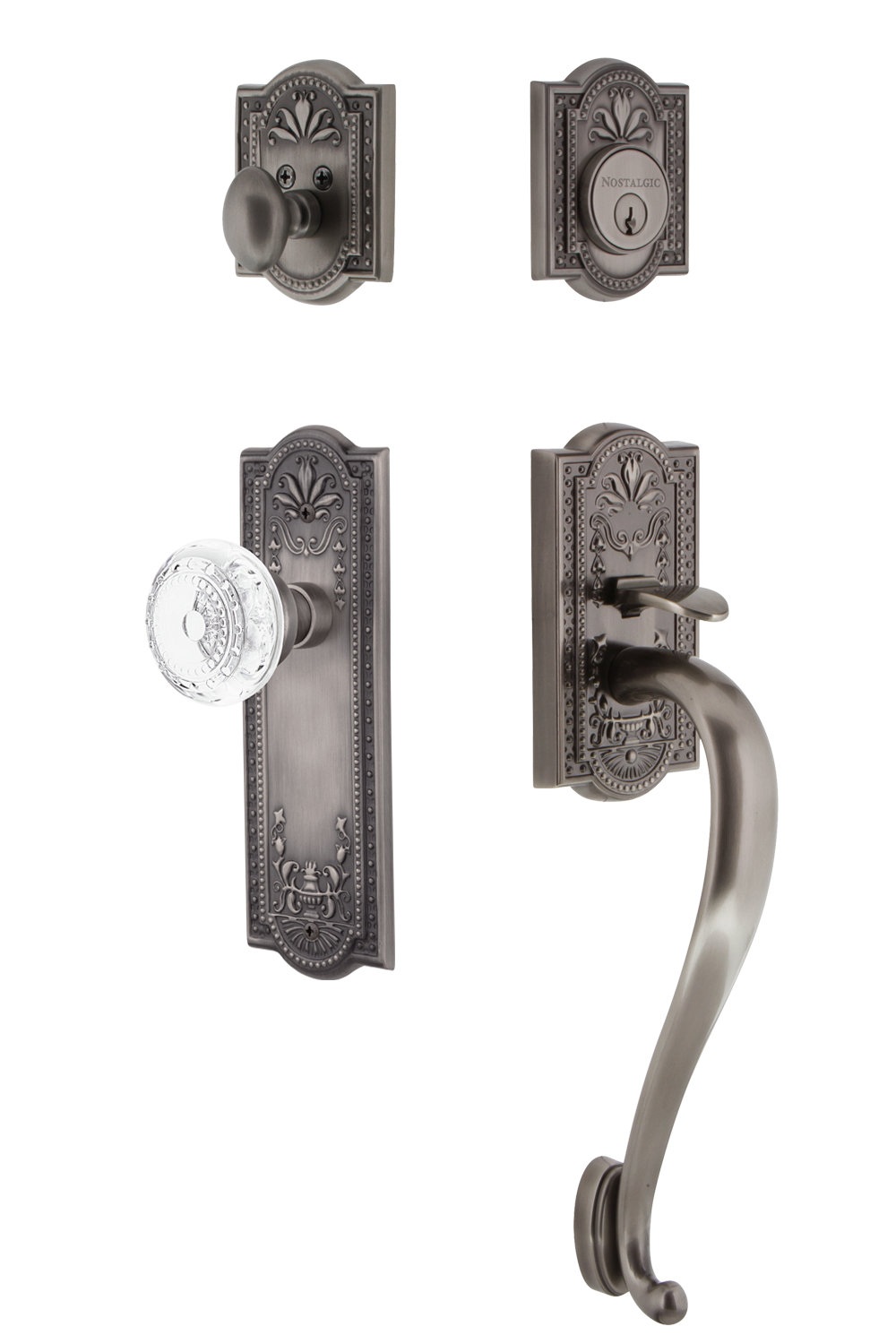 Nostalgic Warehouse Meadows Plate S Grip Handleset with Single Cylinder ...