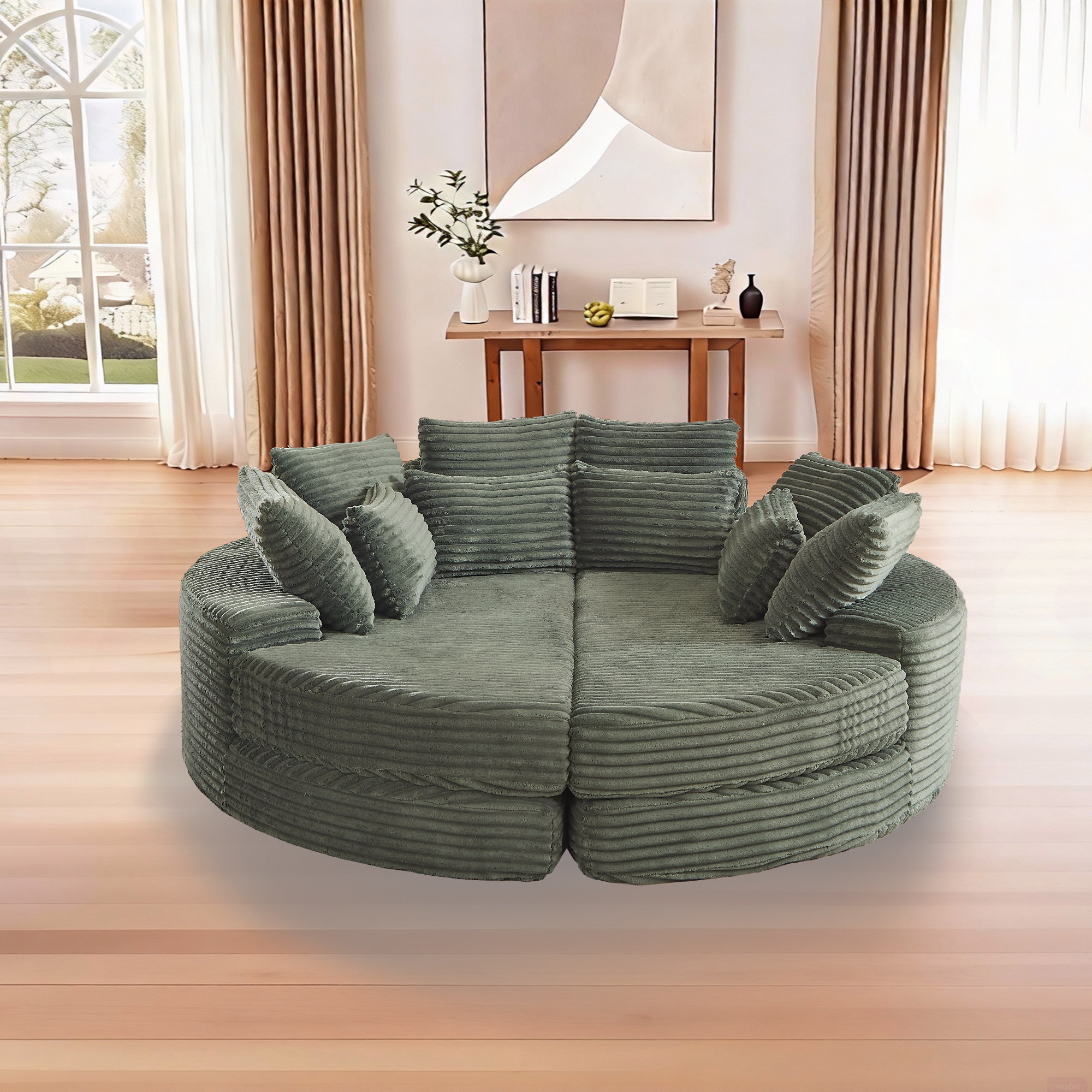 Latitude Run® Odesser Cirebon 78.5" Corduroy Round Oversized Recliner,2 ...