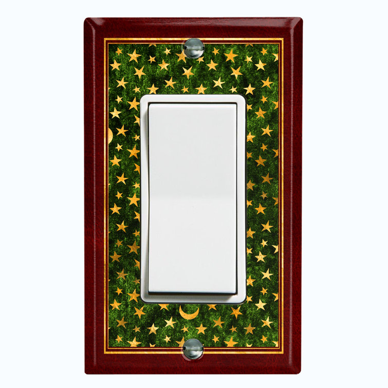 WorldAcc Metal Light Switch Plate Outlet Cover (Green Star Night Red ...