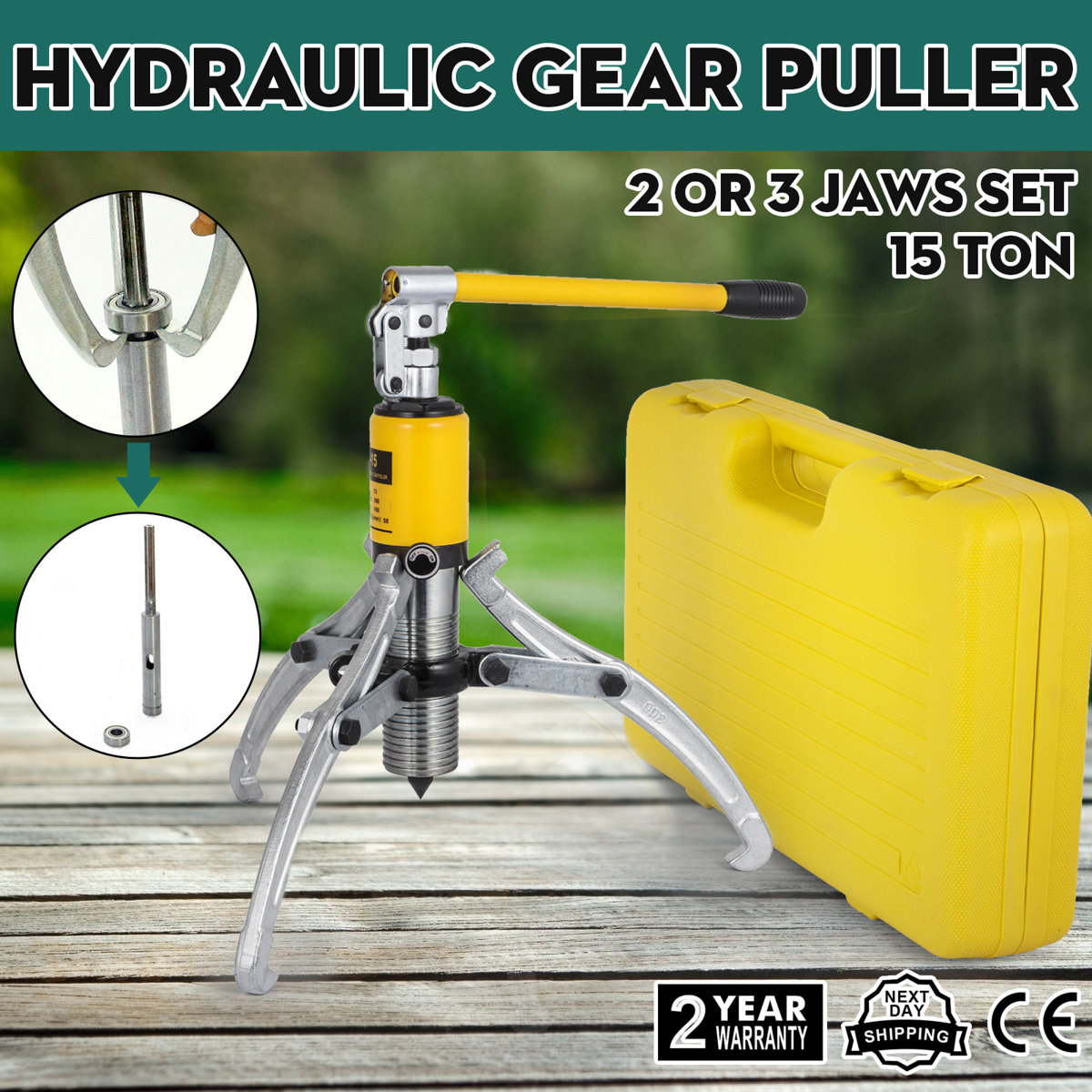 VEVOR Hydraulic Gear Puller, 15 Ton Max. Capacity Hydraulic Puller, 2 ...