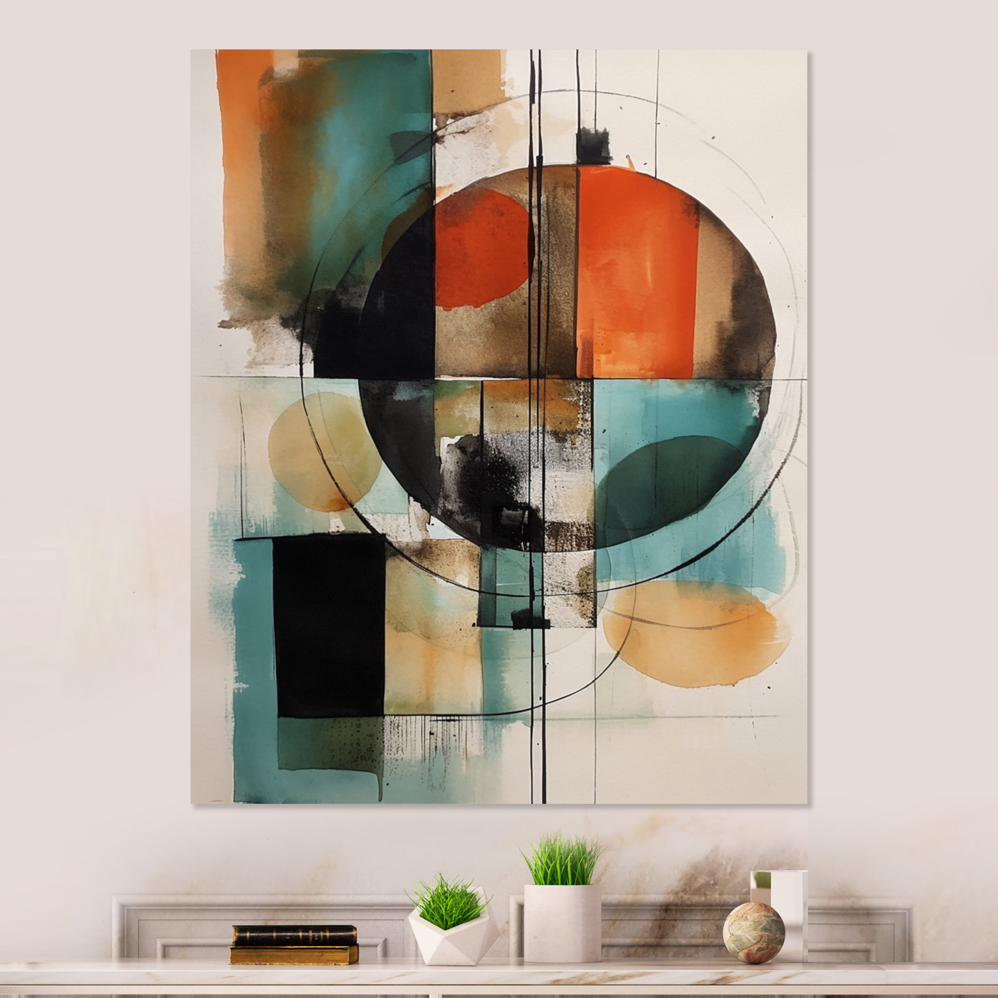 Ivy Bronx Orange Abstracted Geometric Explorations IV On Metal Graphic ...