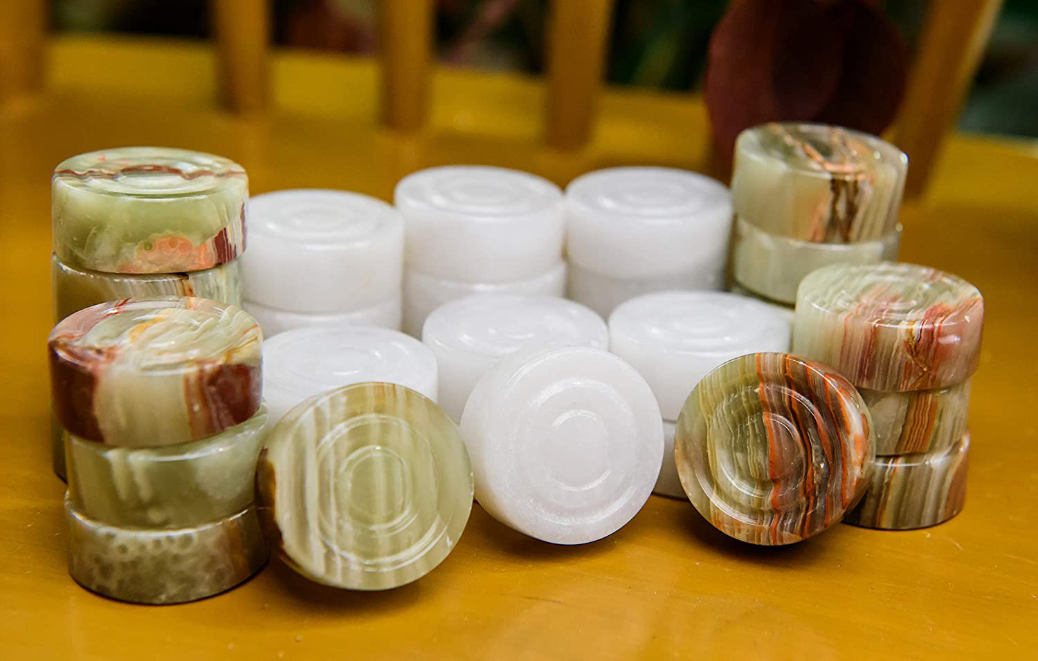 RADICALn Handmade White/Green 2 in 1 - Chess and Checkers Set Board ...