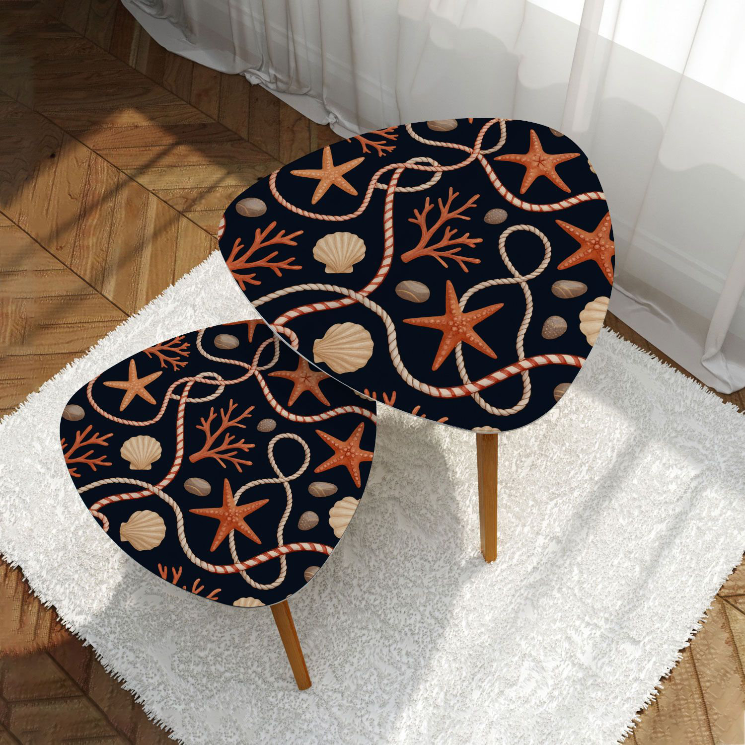 Breakwater Bay Triangle Nesting Coffee Table Set of 2 starfishes shells ...